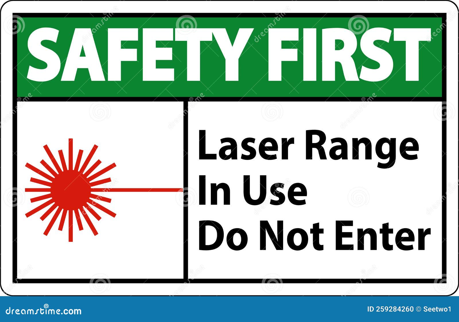 Safety First Laser Range in Use Do Not Enter Sign Stock Vector ...