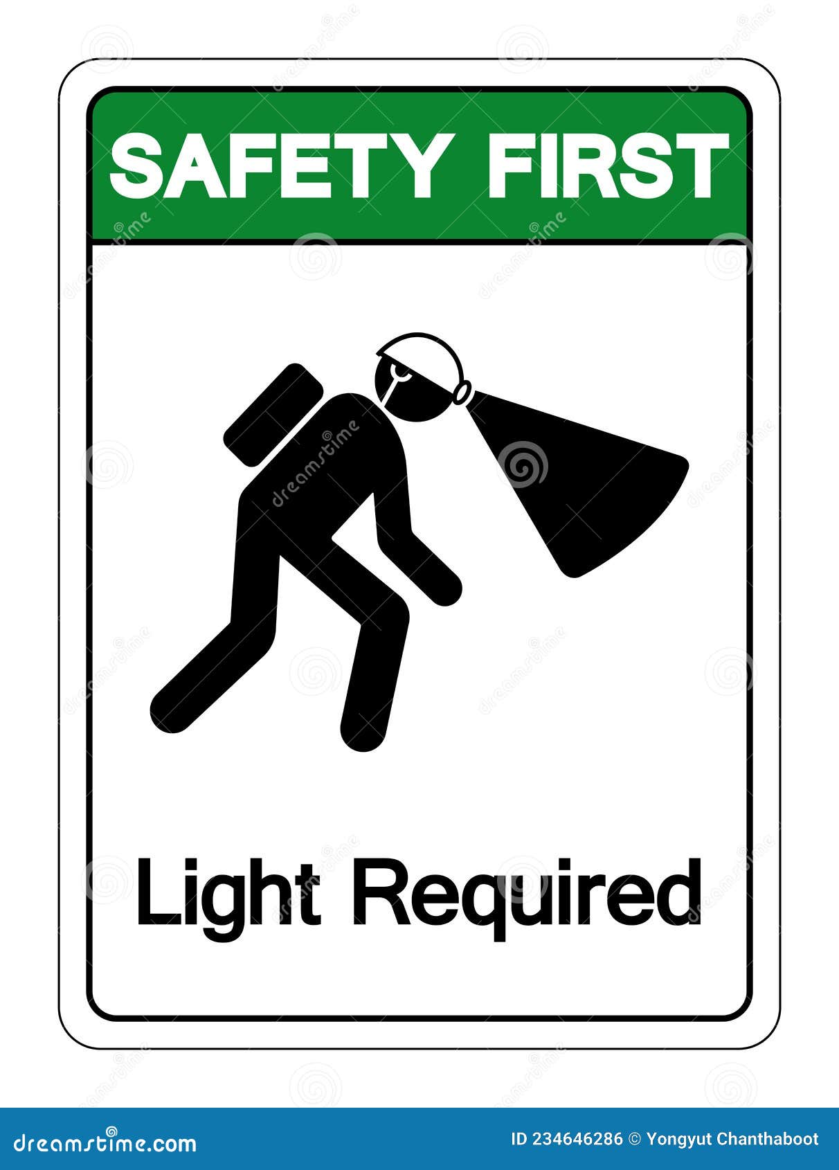 Safety First Light Required Symbol Sign ,Vector Illustration, Isolate ...