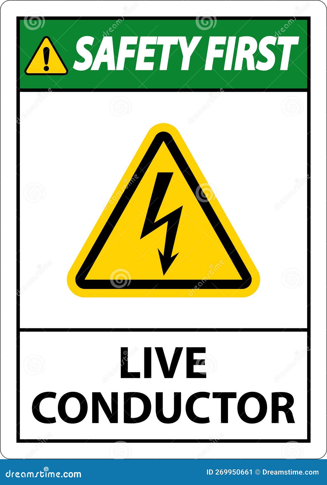 Safety First Live Conductor Sign on White Background Stock Vector ...