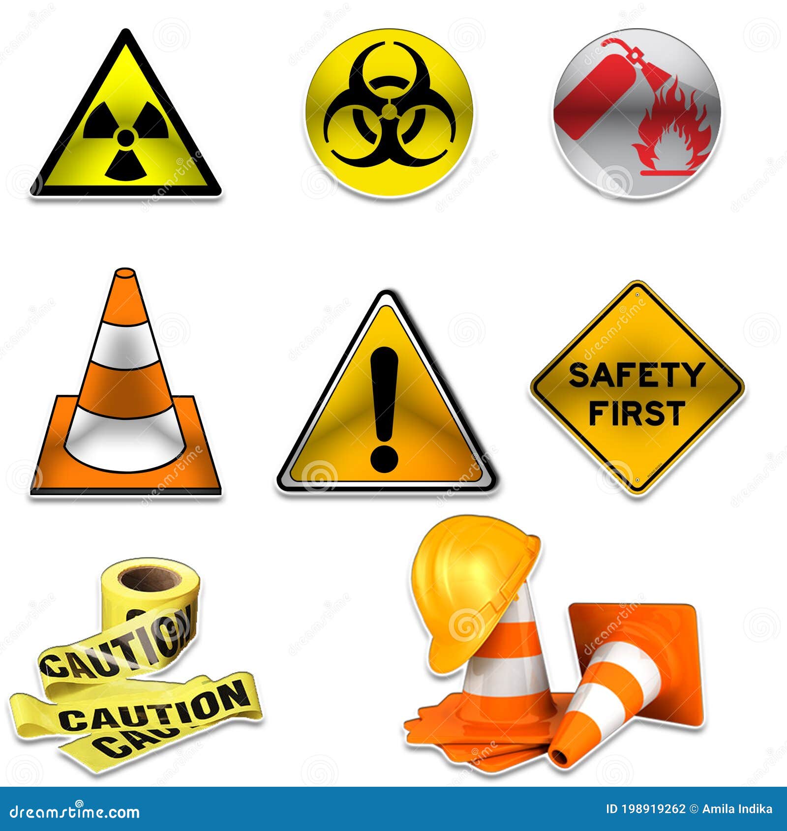 Fire Caution Signs Vector Illustration | CartoonDealer.com #24206158