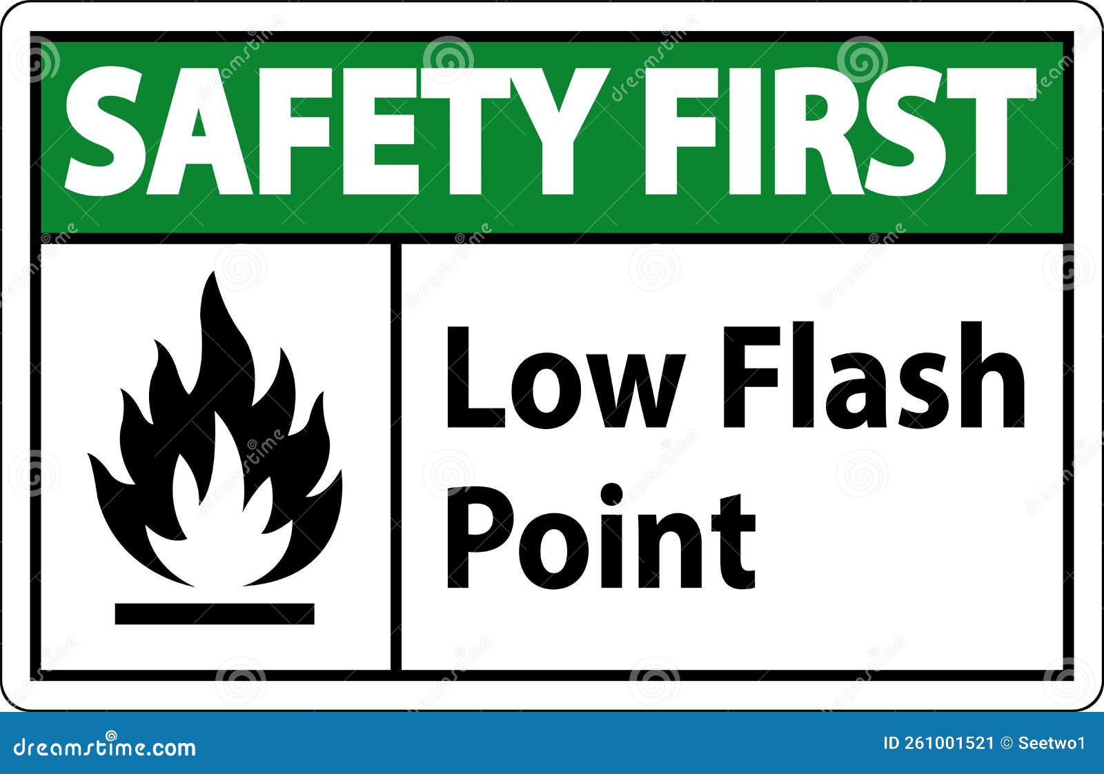 Safety First Low Flash Sign on White Background Stock Vector ...