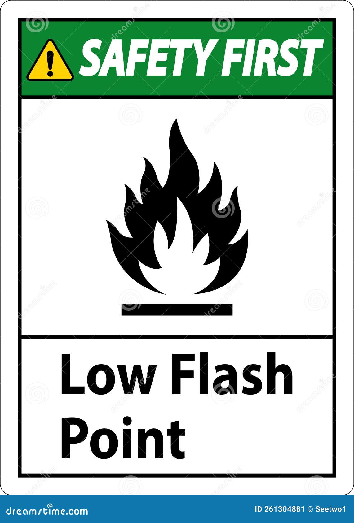 Safety First Low Flash Sign on White Background Stock Vector ...