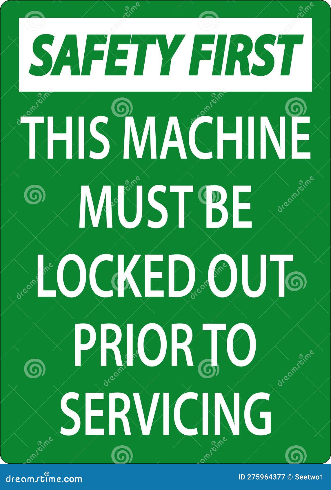 Lock Out Before Servicing Sign On White Background Cartoon Vector ...