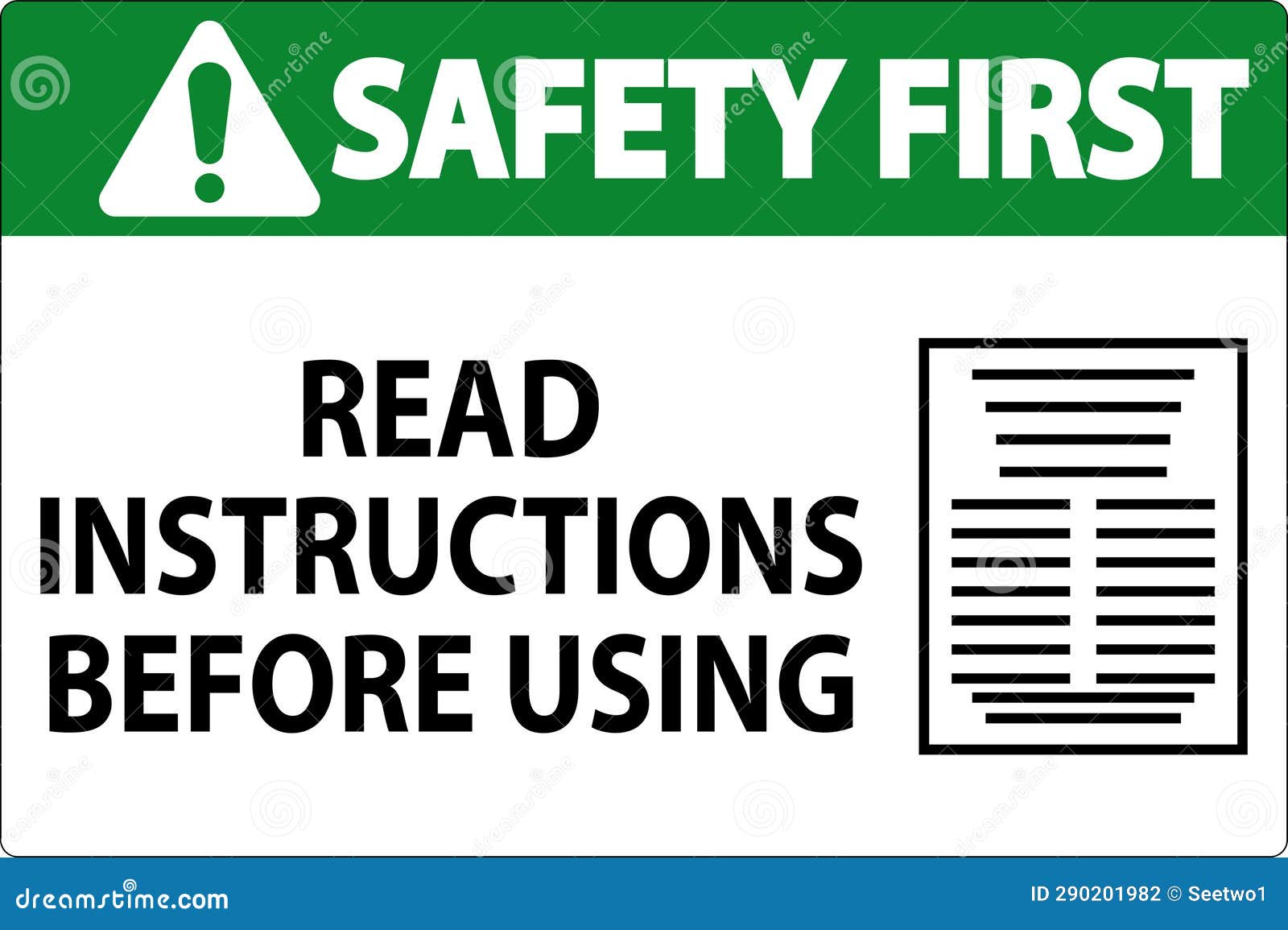 Safety First Machine Sign Read Instructions before Using Stock Vector ...