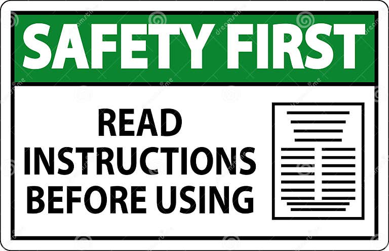 Safety First Machine Sign Read Instructions before Using Stock Vector ...