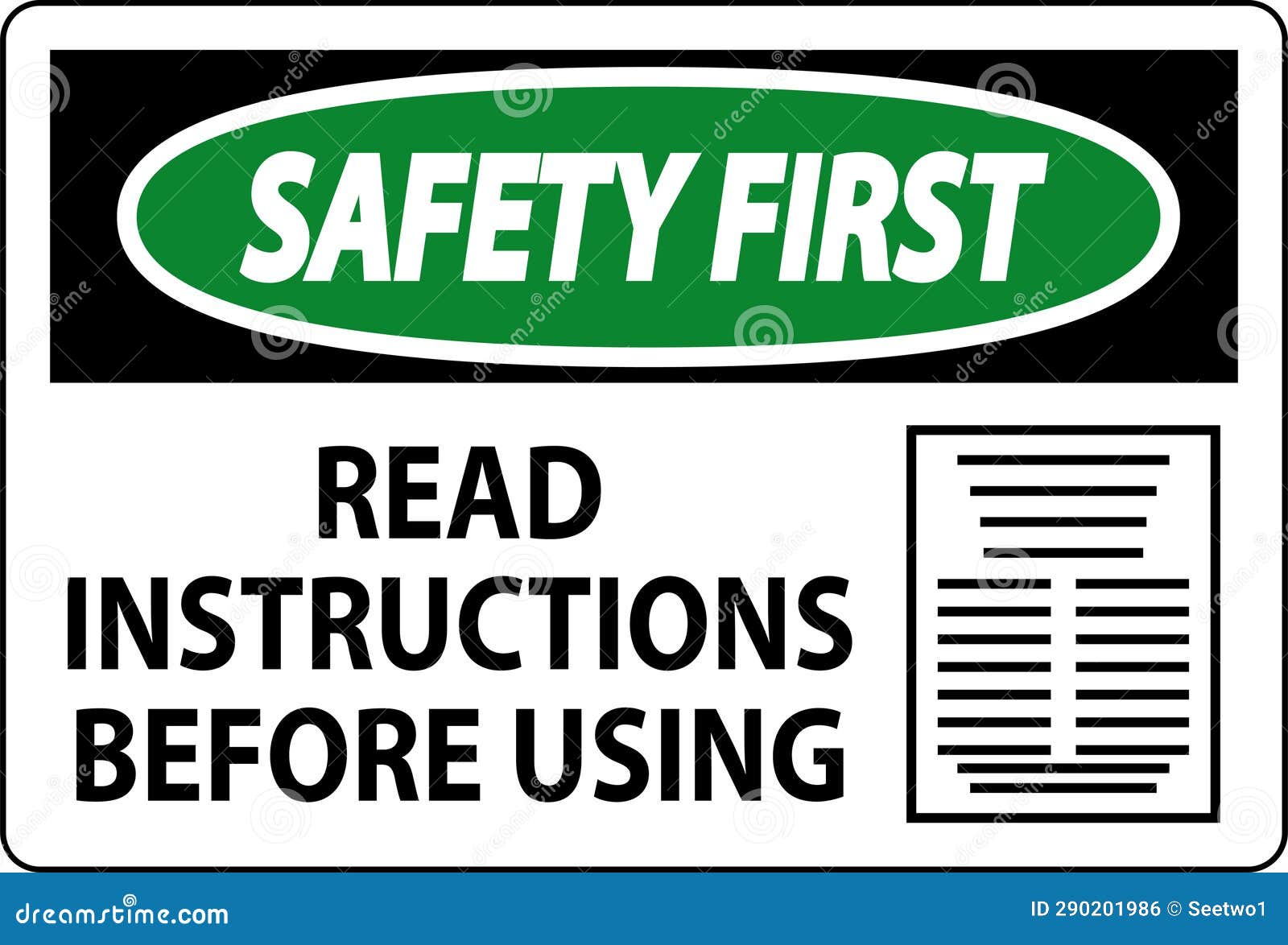 Safety First Machine Sign Read Instructions before Using Stock Vector ...