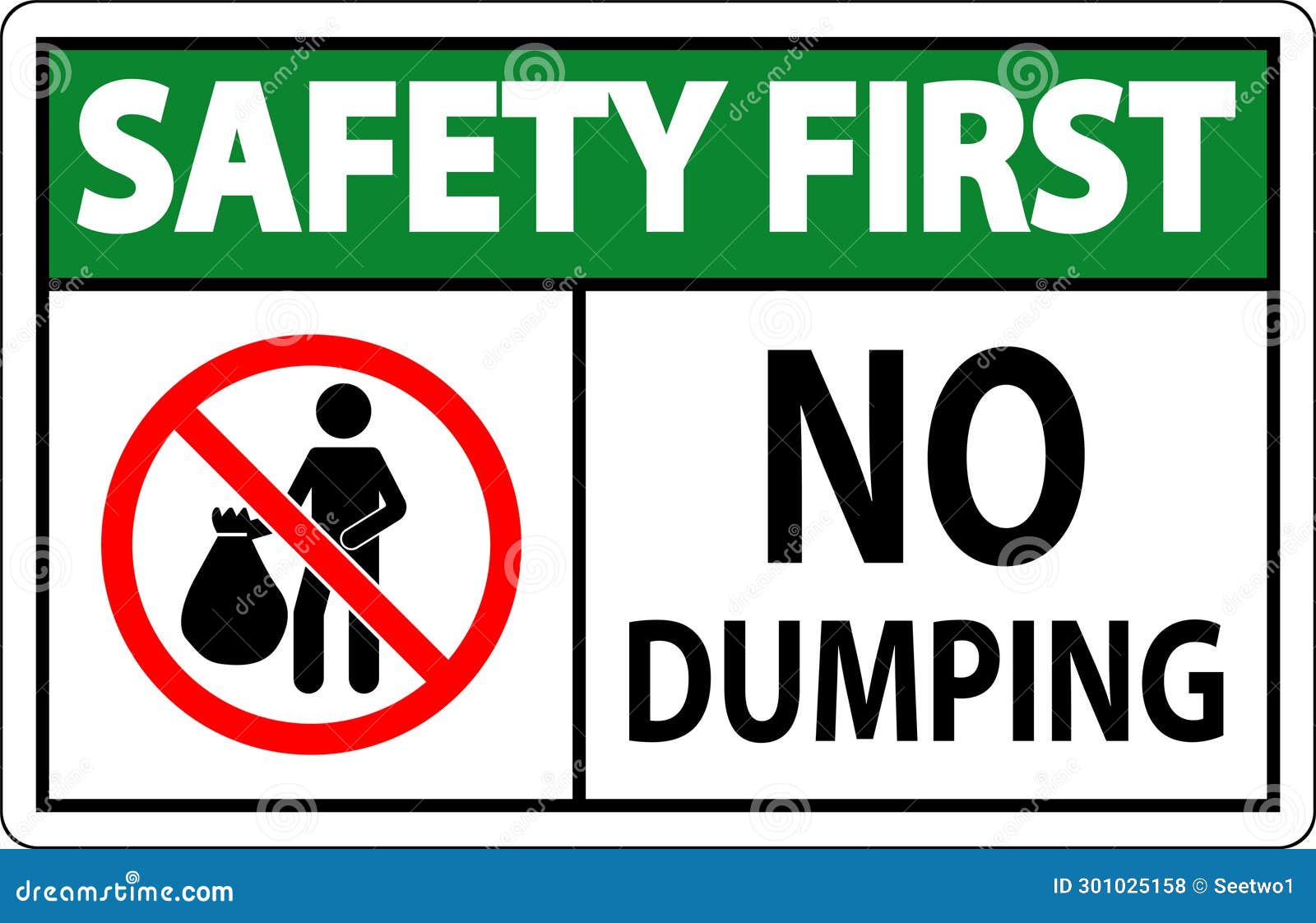 Safety First No Dumping Sign Stock Vector - Illustration of dump ...