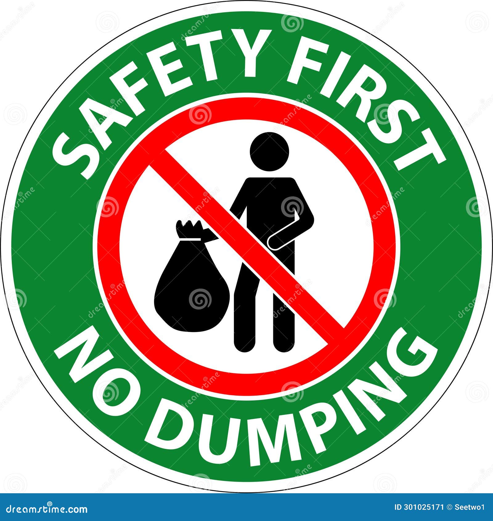 Safety First No Dumping Sign Stock Vector - Illustration of garbage ...