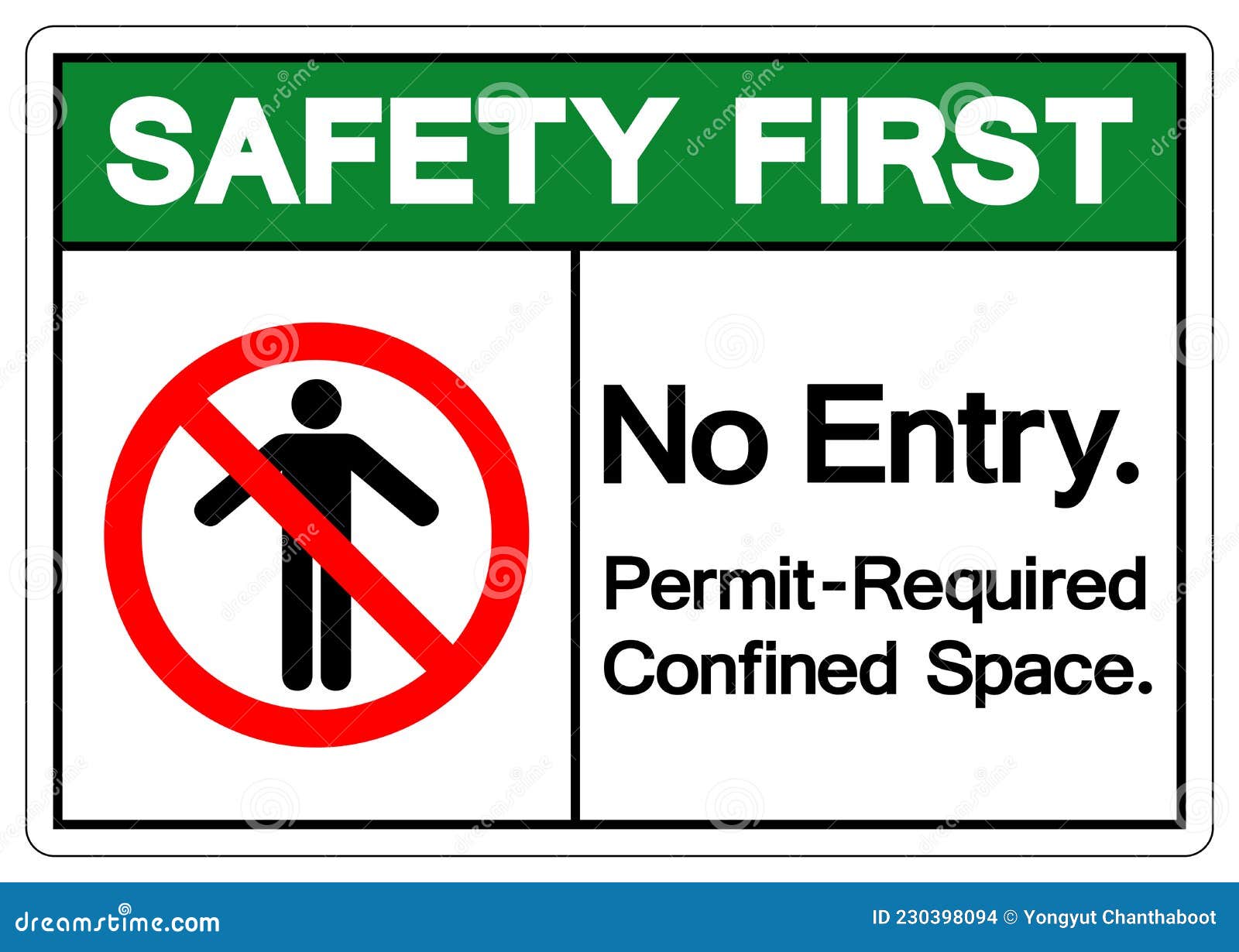 Safety First No Entry Permit Required Confined Space Symbol Sign ...