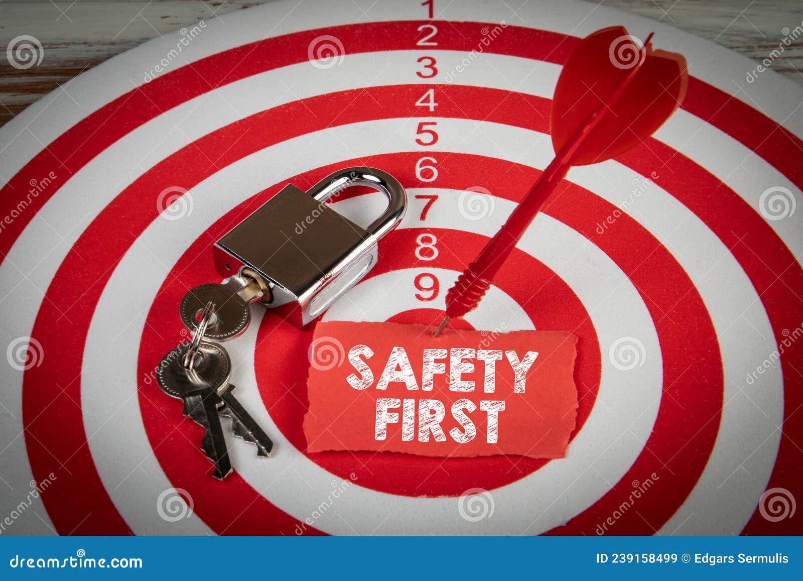 Safety First. Note Pinned with a Dart in the Middle of the Target Stock ...