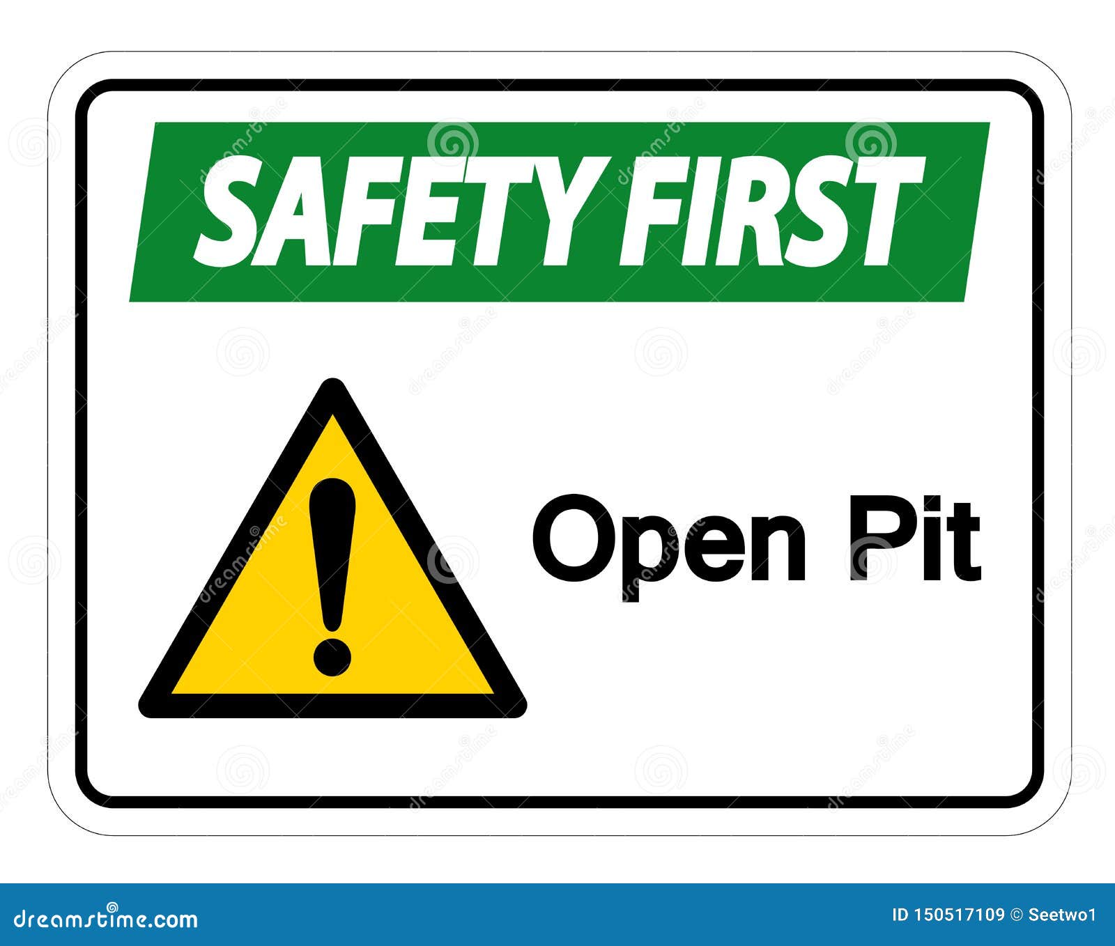 Safety First Open Pit Symbol Sign Isolate on White Background,Vector ...