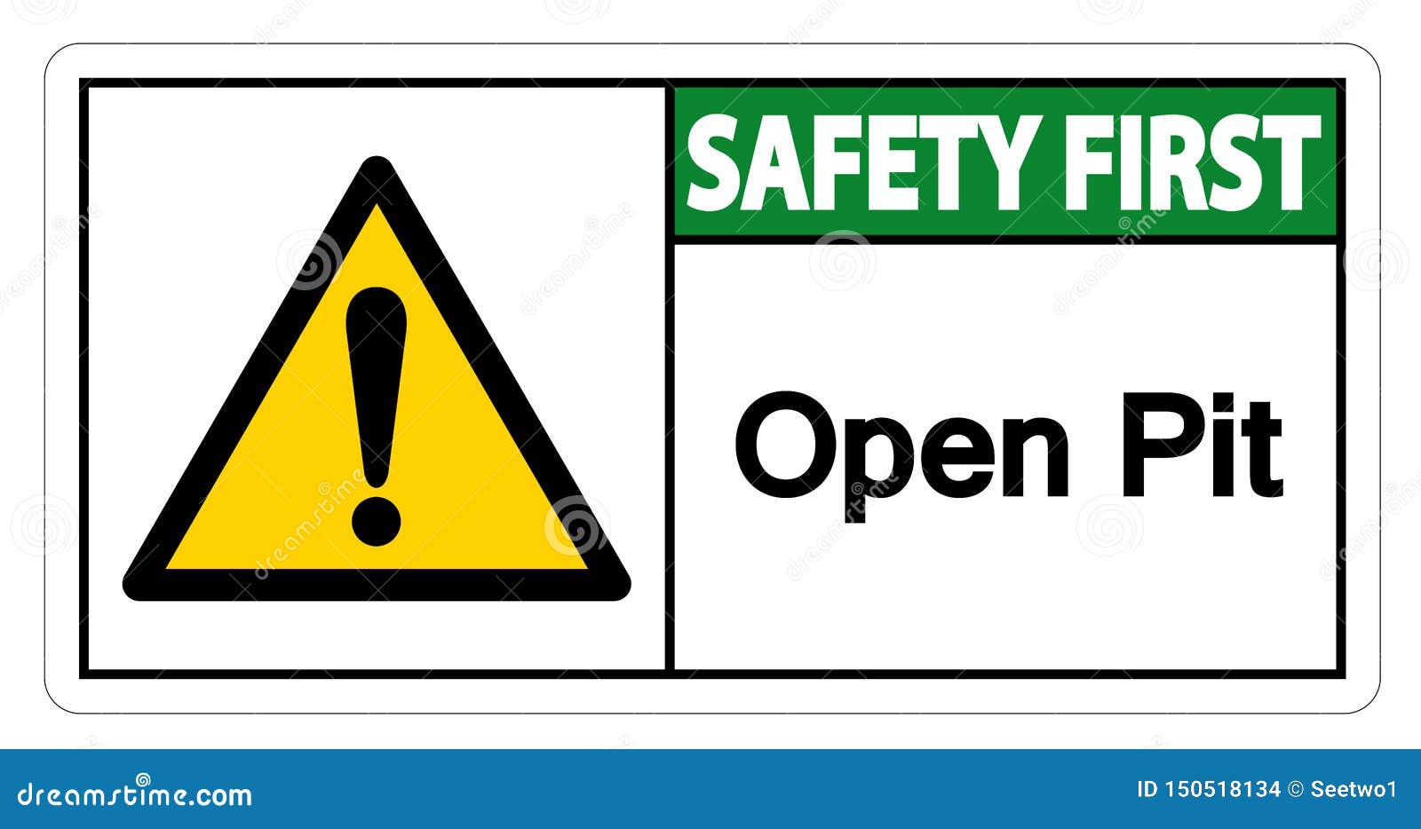 Safety First Open Pit Symbol Sign Isolate on White Background,Vector ...