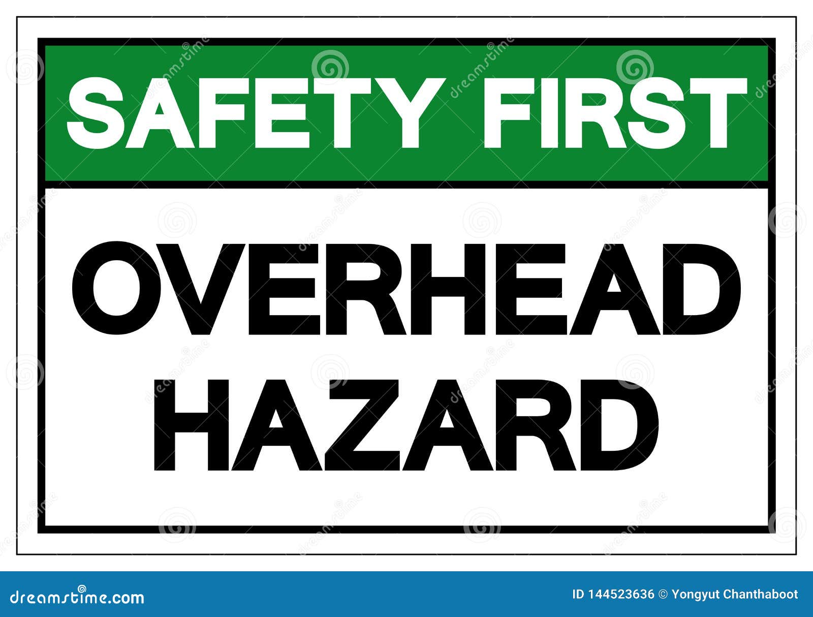 Safety First Overhead Hazard Symbol Sign, Vector Illustration, Isolate ...