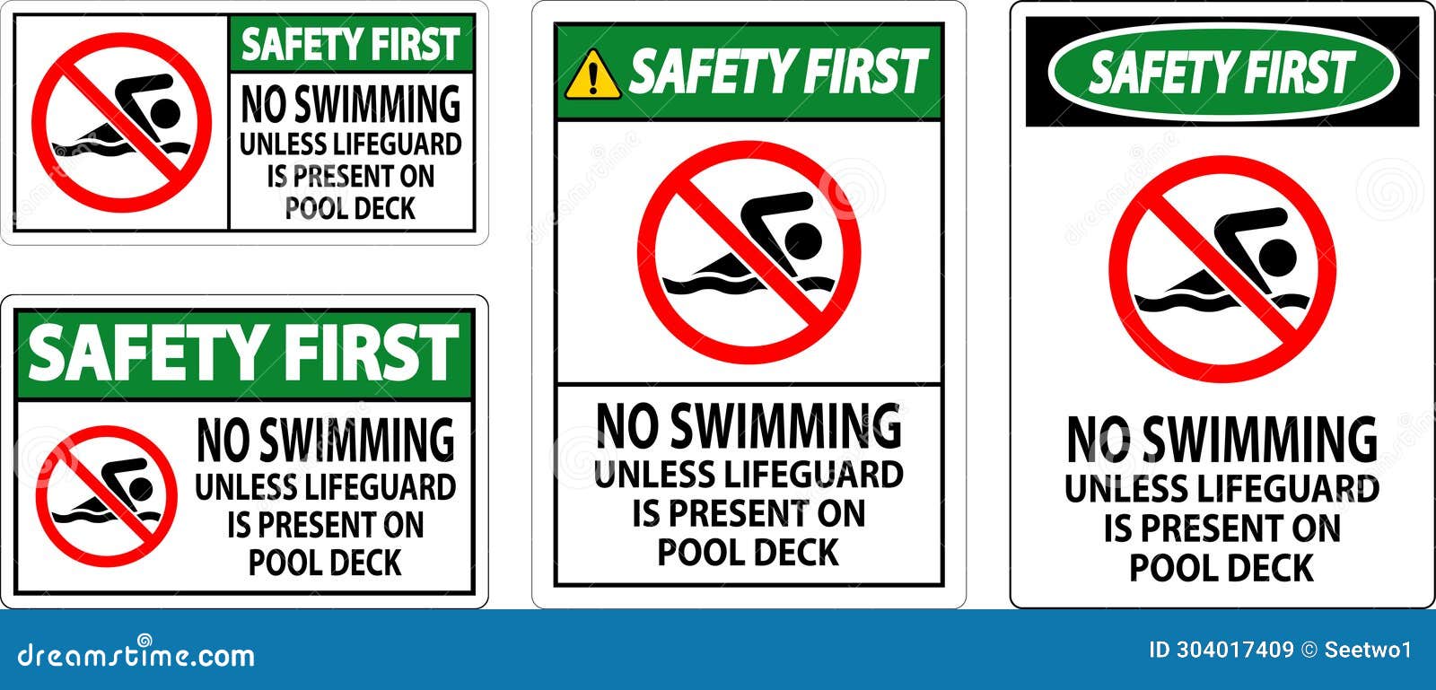 Safety First Pool Sign No Swimming Unless Lifeguard is Present on Pool ...