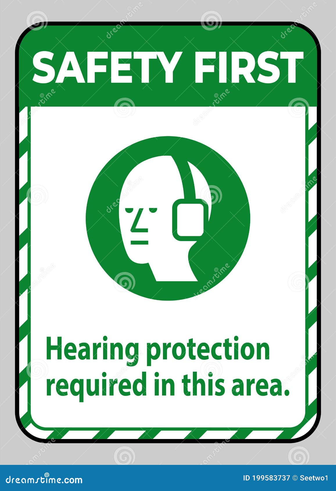 Safety First PPE Sign Hearing Protection Required in this Area with ...