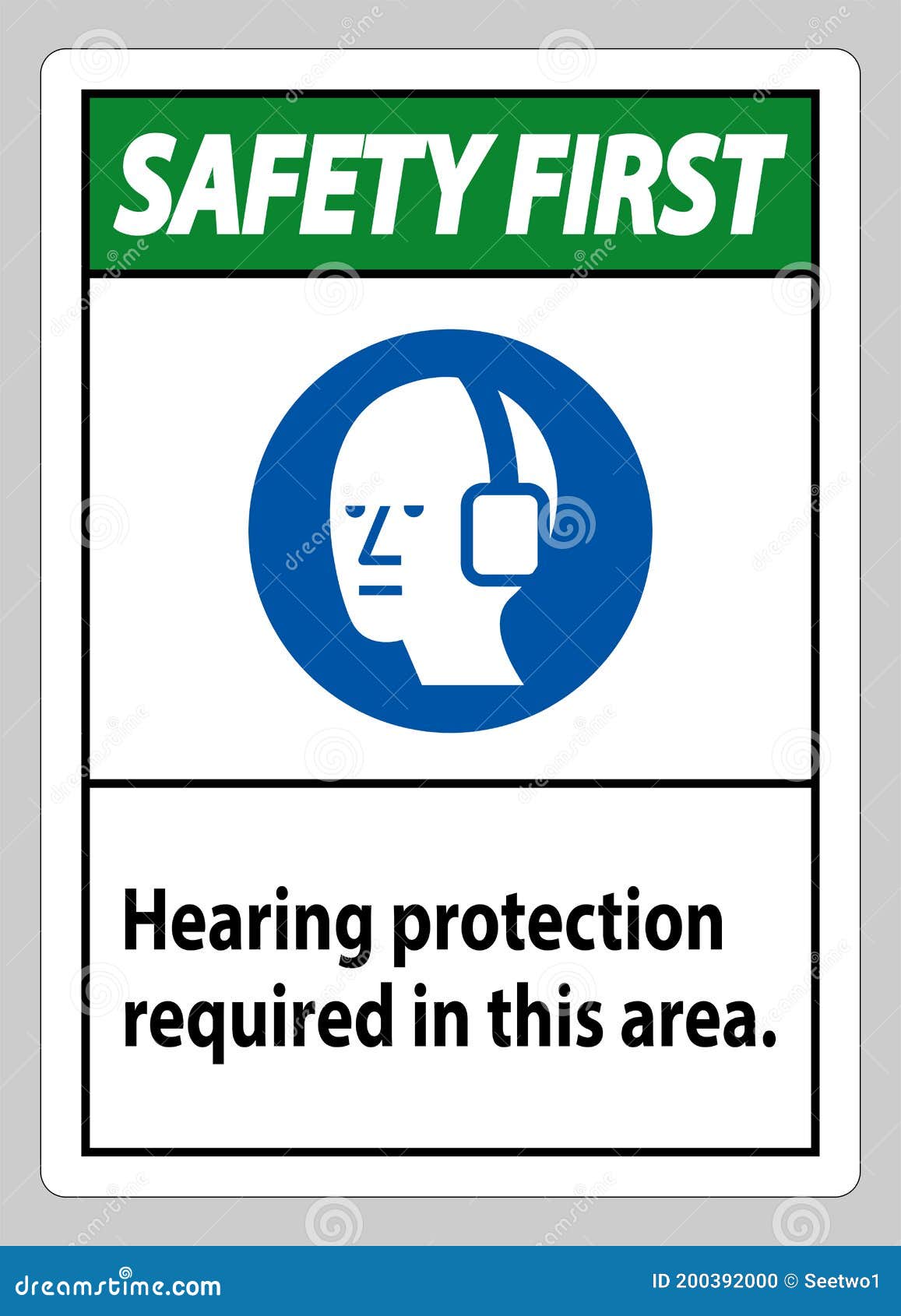 Safety First PPE Sign Hearing Protection Required in this Area with ...