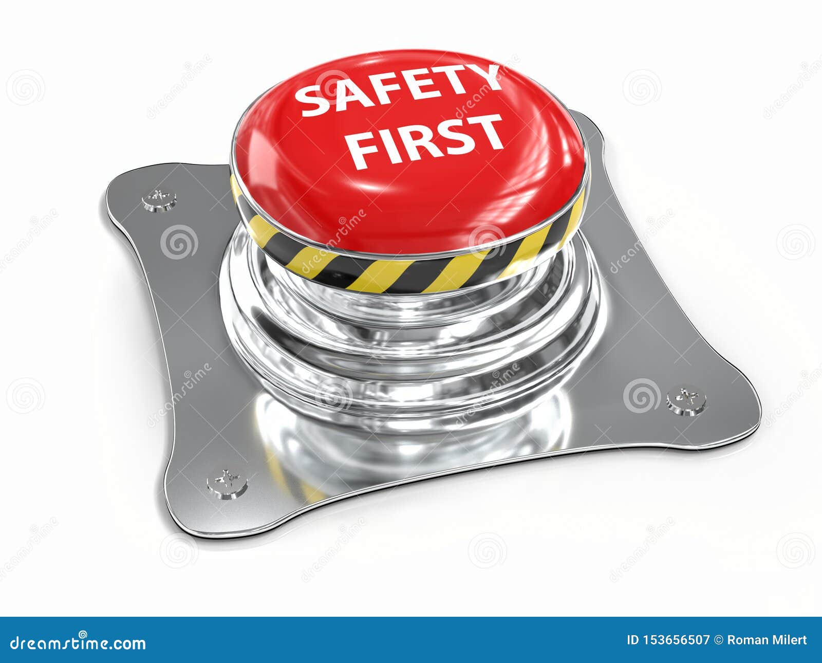 Safety First pushbutton stock illustration. Illustration of warning ...