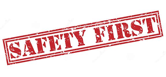 Safety first red stamp stock illustration. Illustration of label - 95569336