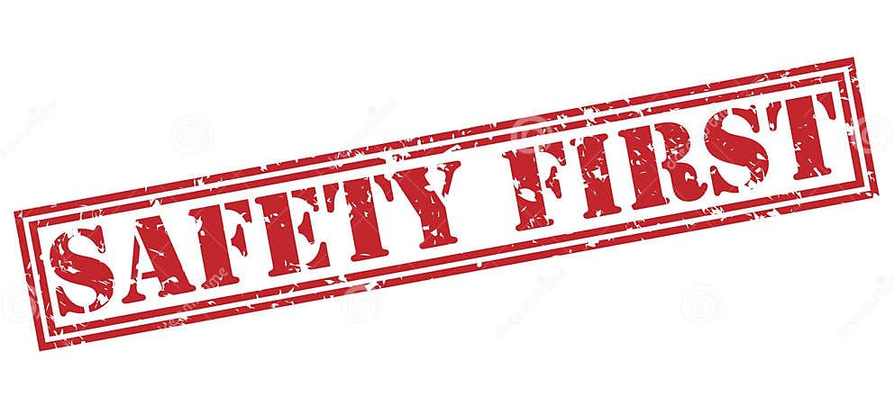 Safety first red stamp stock illustration. Illustration of label - 95569336