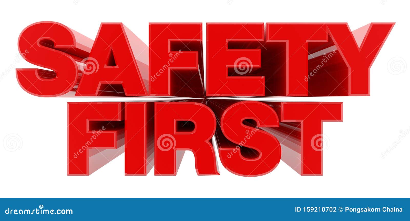 SAFETY FIRST Red Word on White Background Illustration 3D Rendering ...