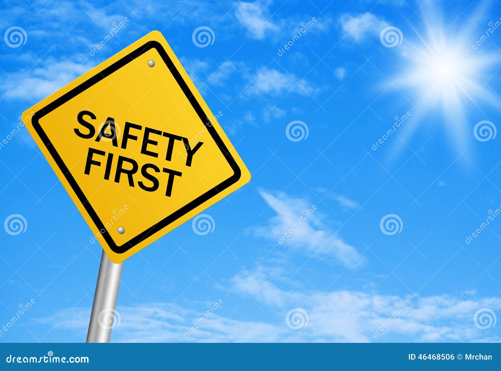 Safety First Road Sign stock photo. Image of advice, safety - 46468506