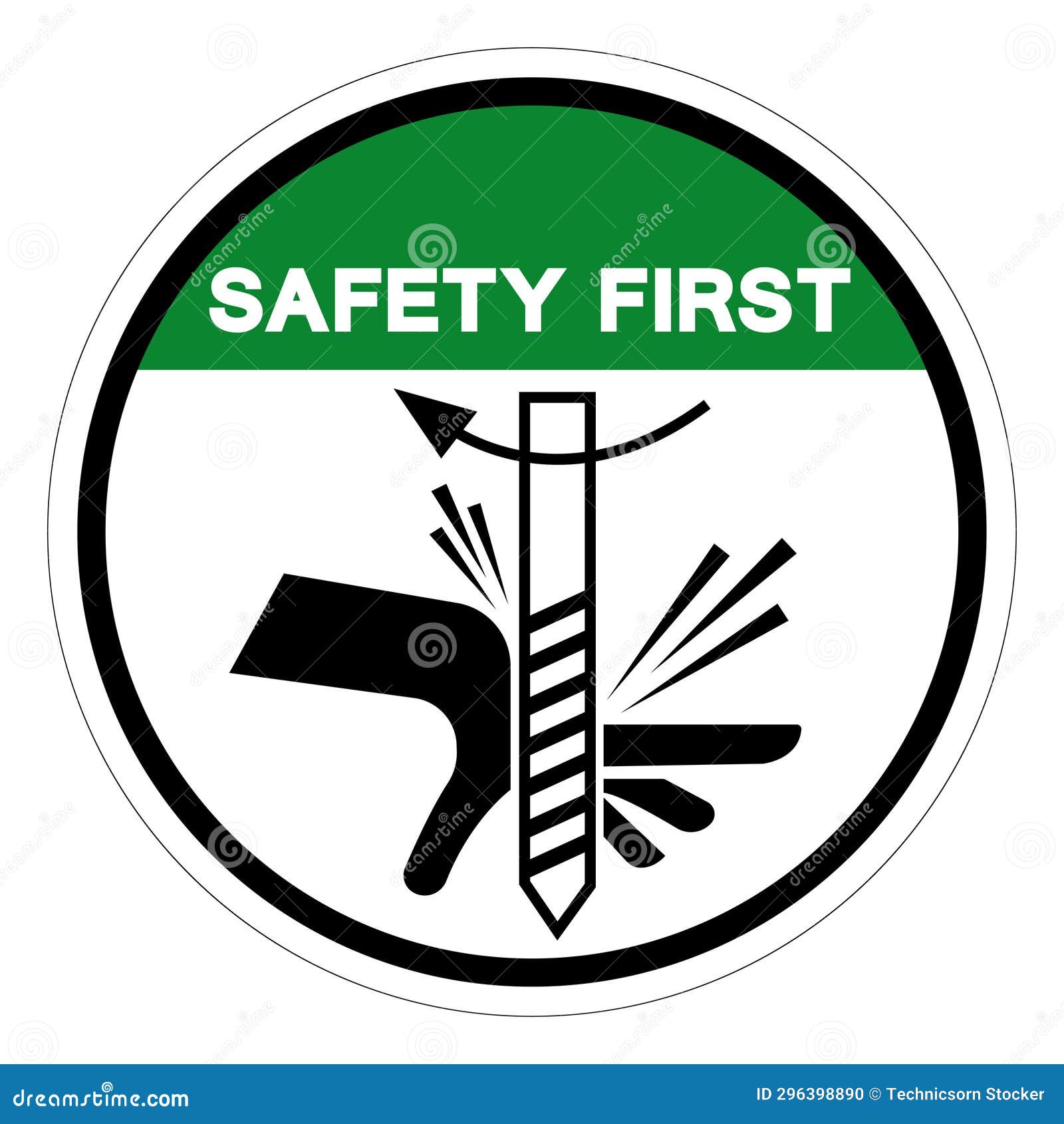 Safety First Rotating Cutting Hazard Symbol Sign, Vector Illustration ...