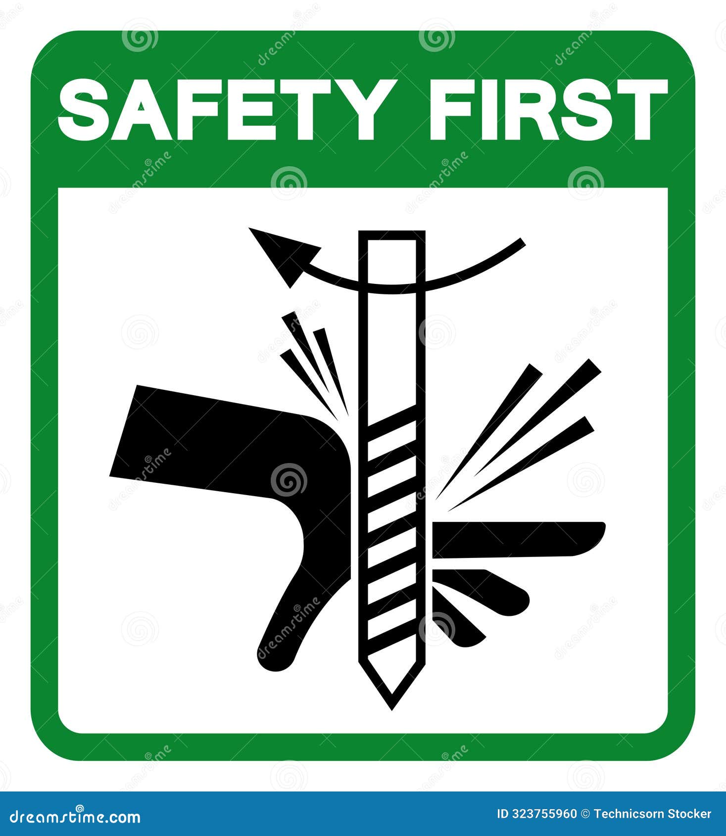 Safety First Rotating Cutting Hazard Symbol Sign, Vector Illustration ...