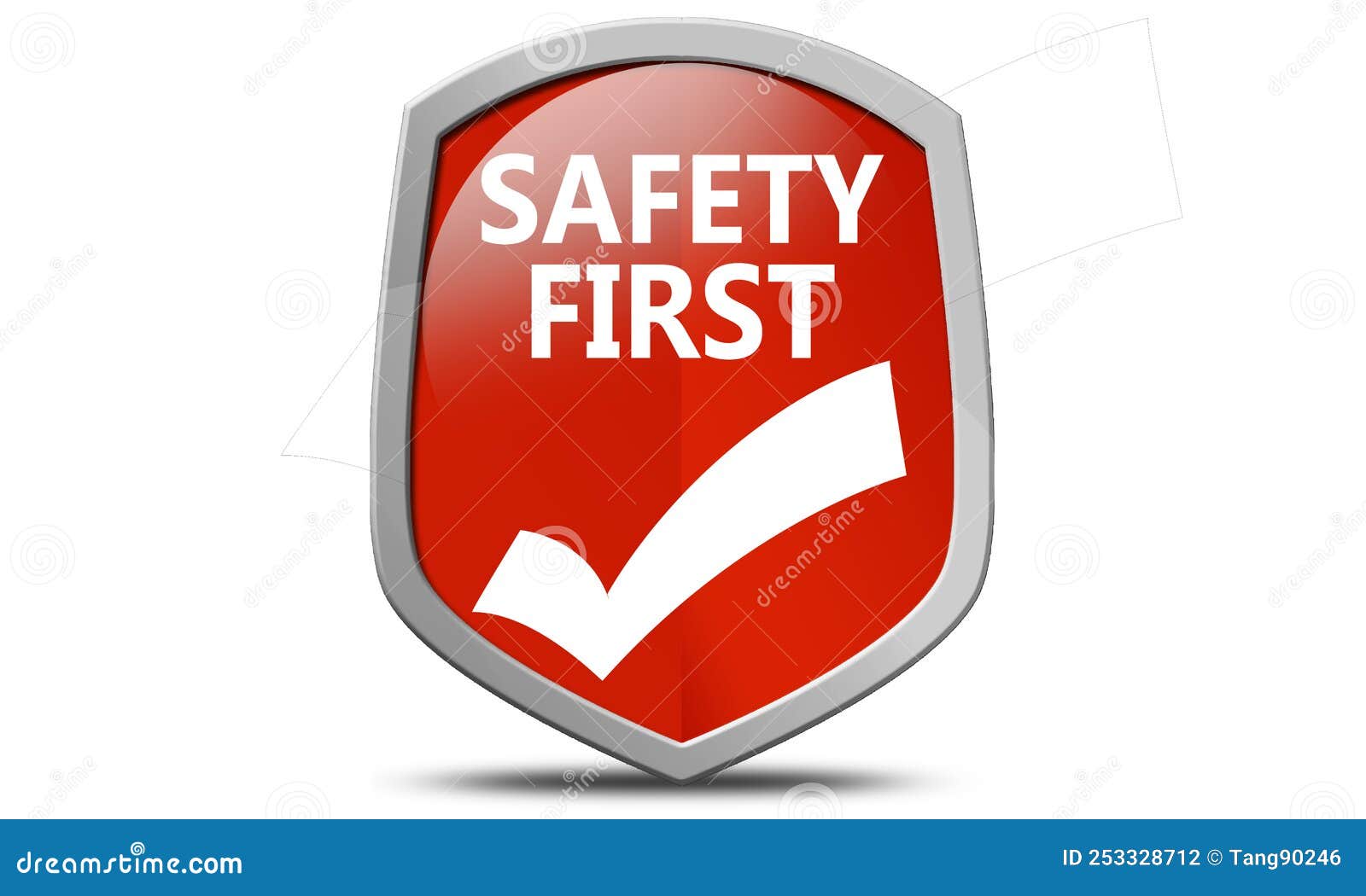 Safety First Shield Sign Isolated Stock Illustration - Illustration of ...