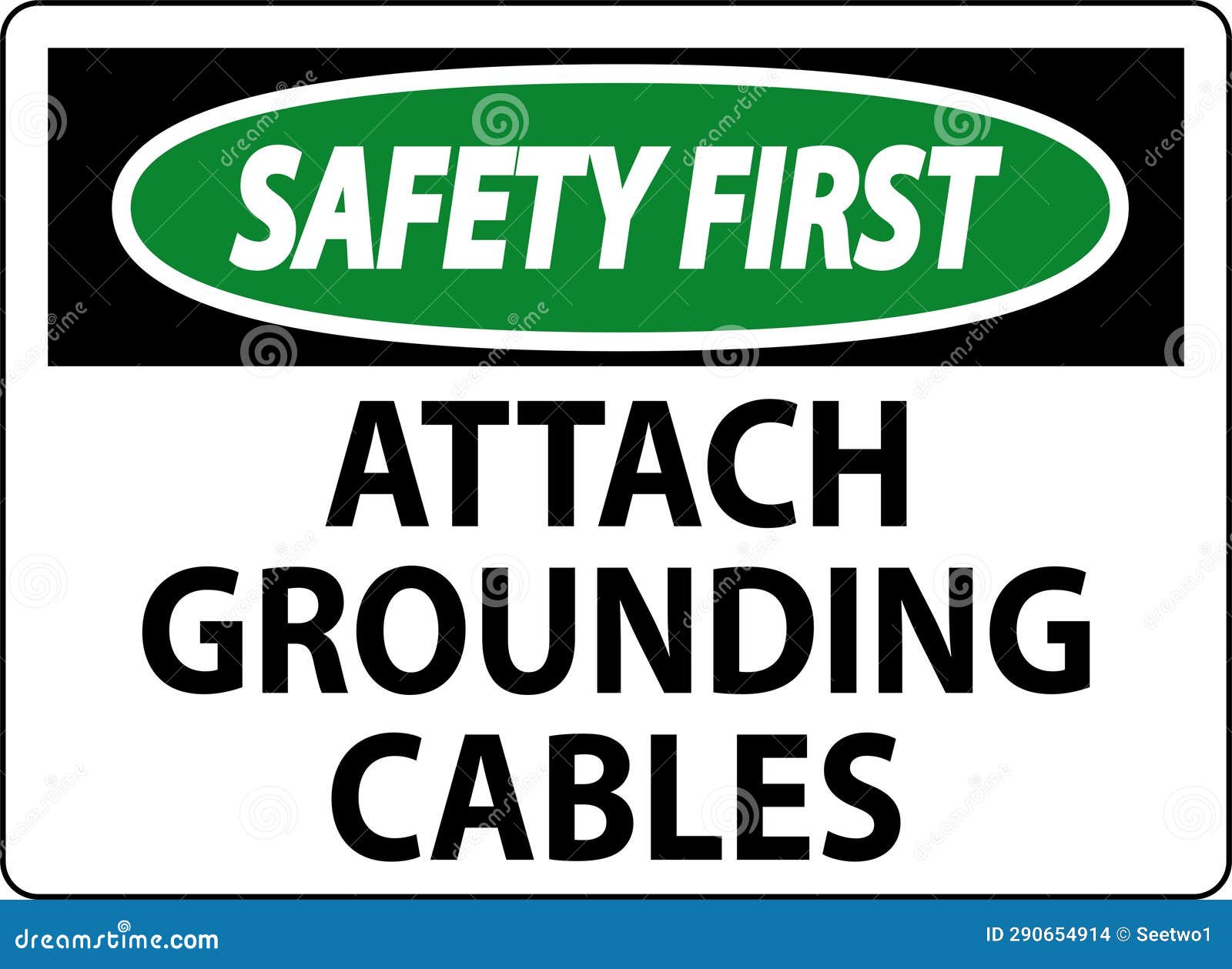 Safety First Sign Attach Grounding Cables Stock Vector - Illustration ...