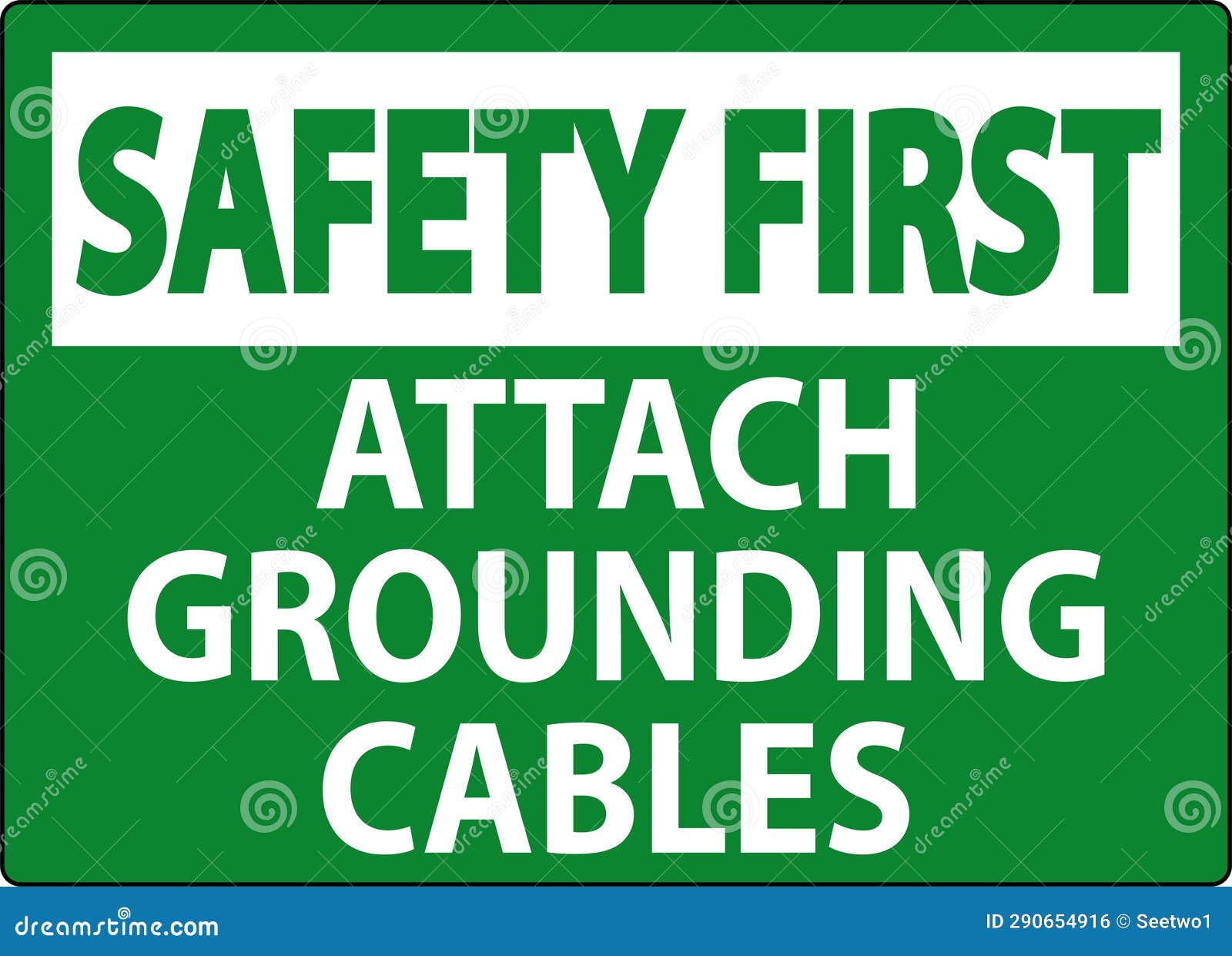Safety First Sign Attach Grounding Cables Stock Vector - Illustration ...