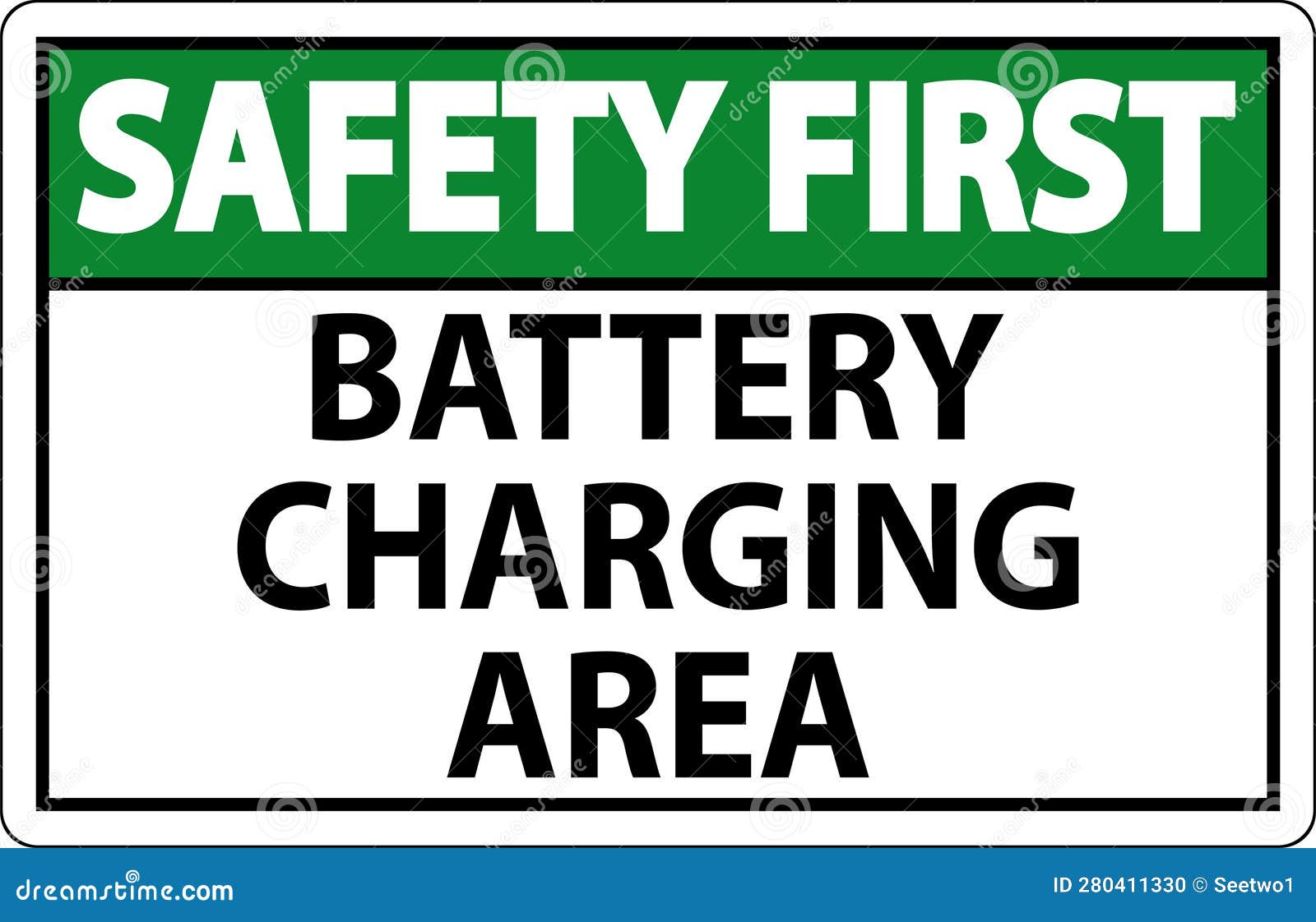 Safety First Sign Battery Charging Area on White Background Stock ...