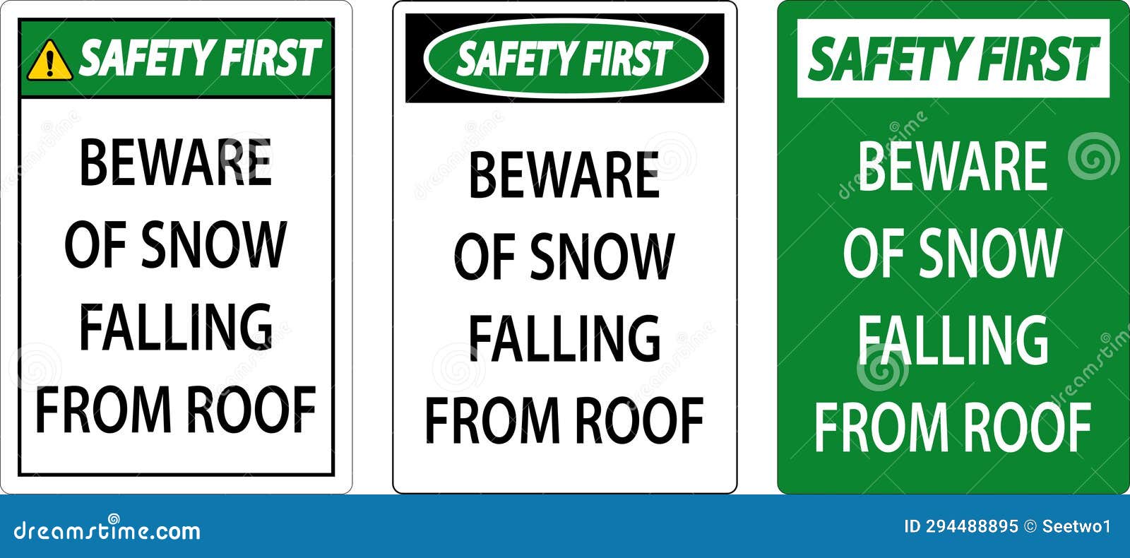 Safety First Sign Beware of Snow Falling from Roof Stock Vector ...