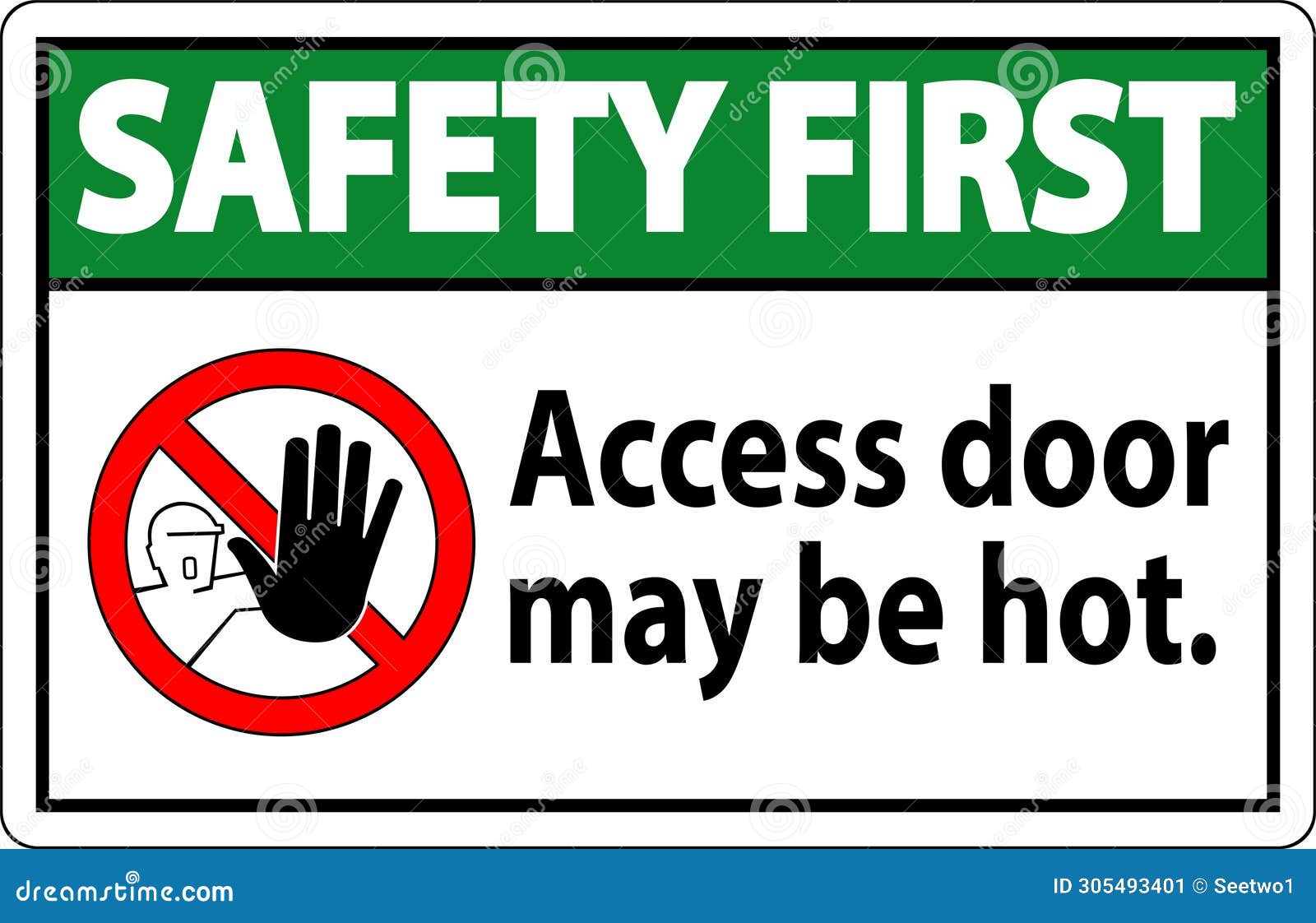 Safety First Sign, Caution, Access Door May Be Hot Stock Vector ...