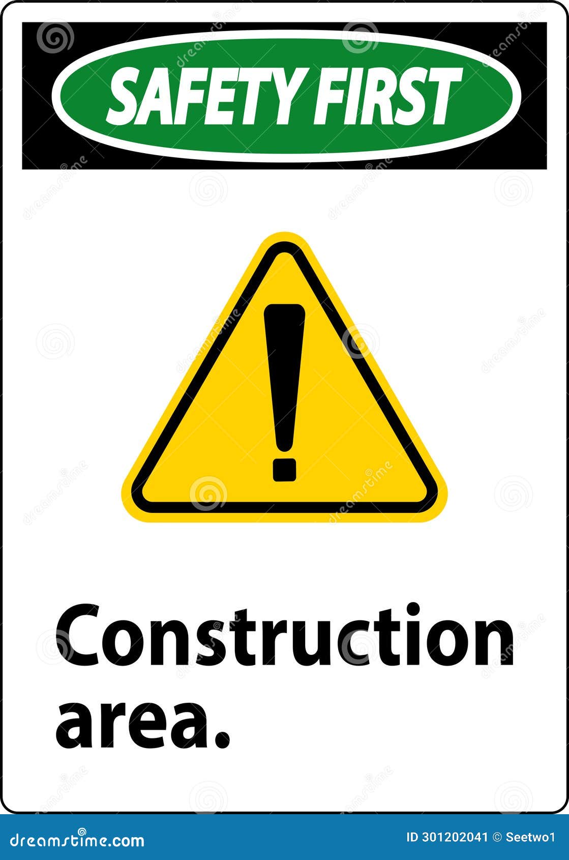 Safety First Sign Construction Area Stock Vector - Illustration of ...