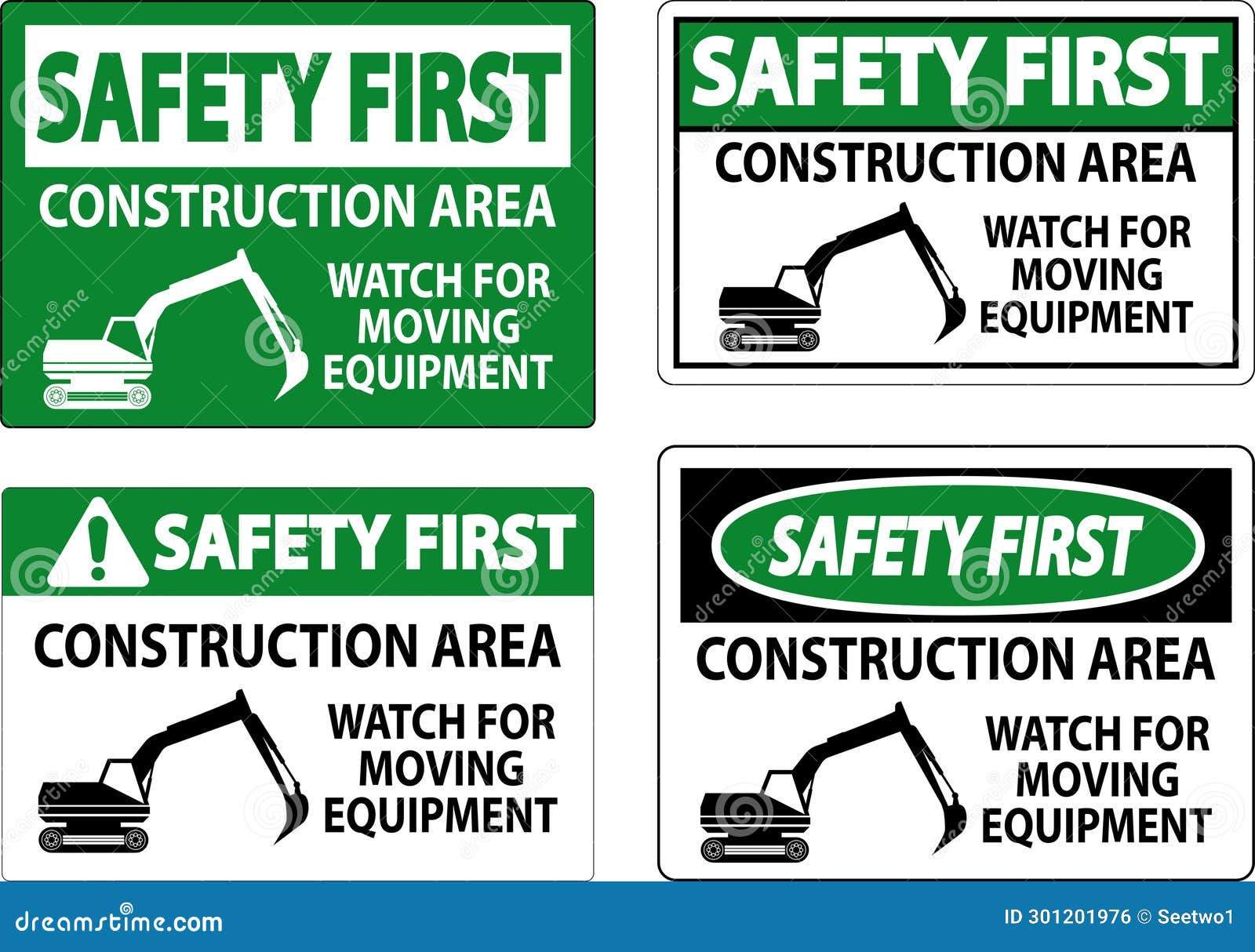 Safety First Sign Construction Area - Watch for Moving Equipment Stock ...