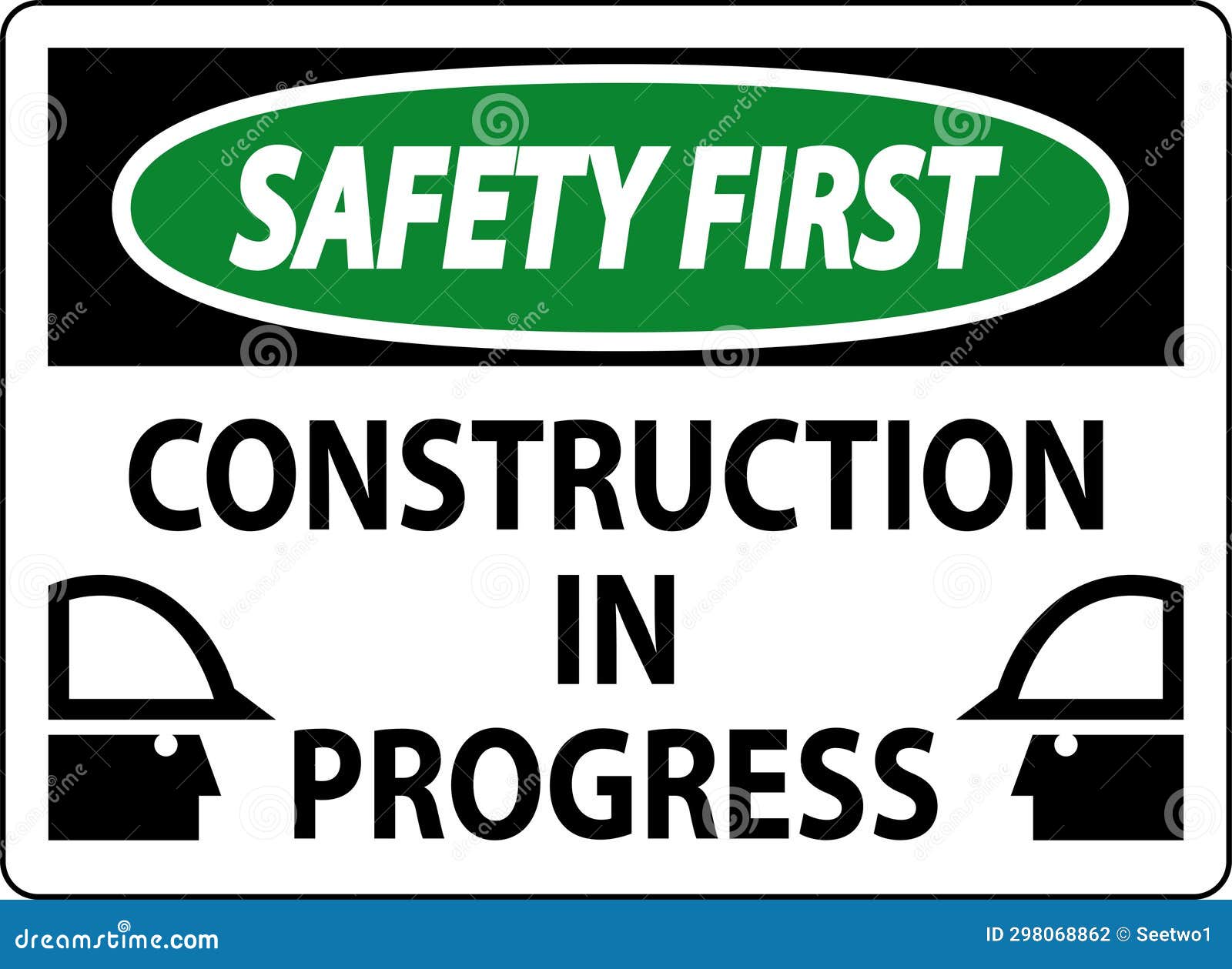 Safety First Sign Construction in Progress Stock Vector - Illustration ...