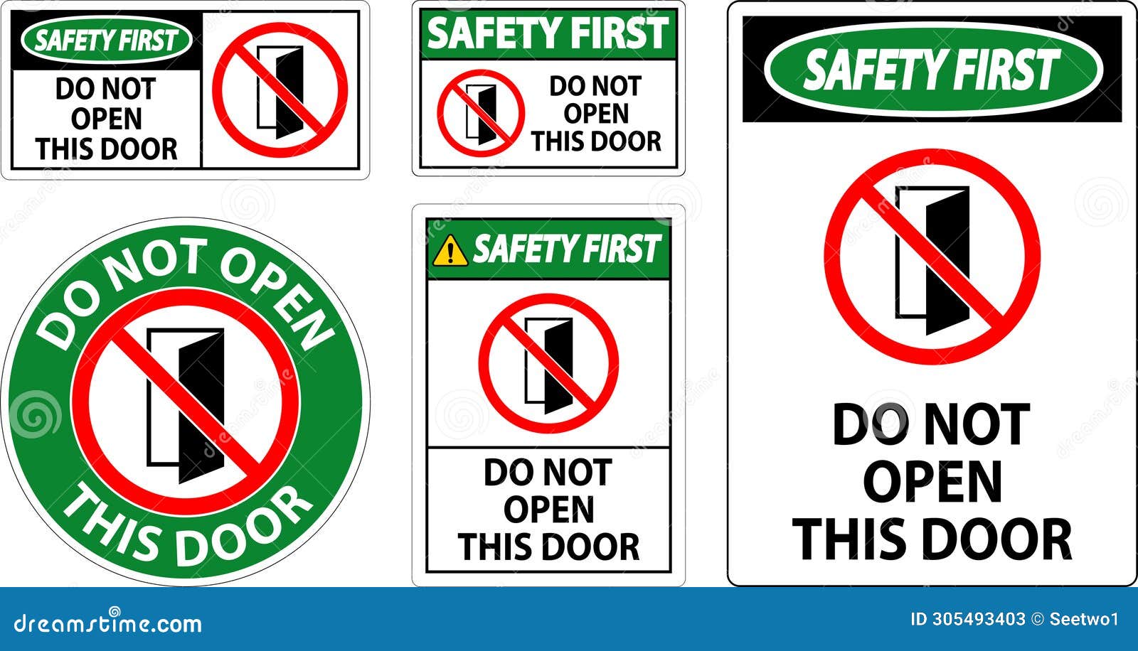 Safety First Sign, Do Not Open this Door Stock Vector - Illustration of ...