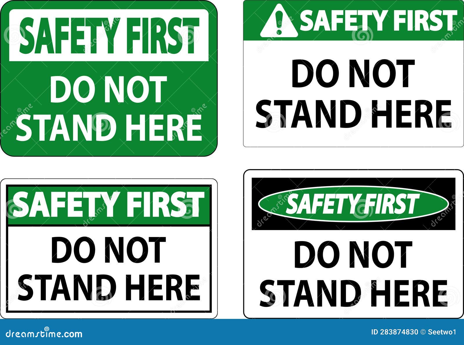Safety First Sign Do Not Stand Here on White Background Stock Vector ...