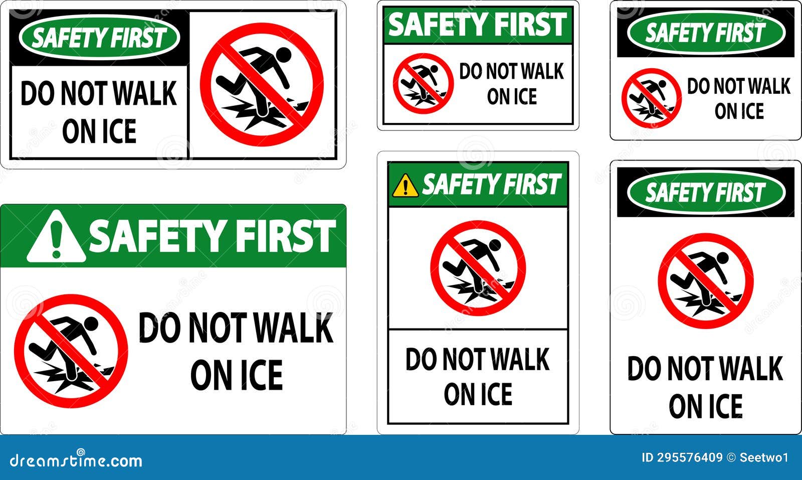 Safety First Sign Do Not Walk on Ice Stock Vector - Illustration of ...