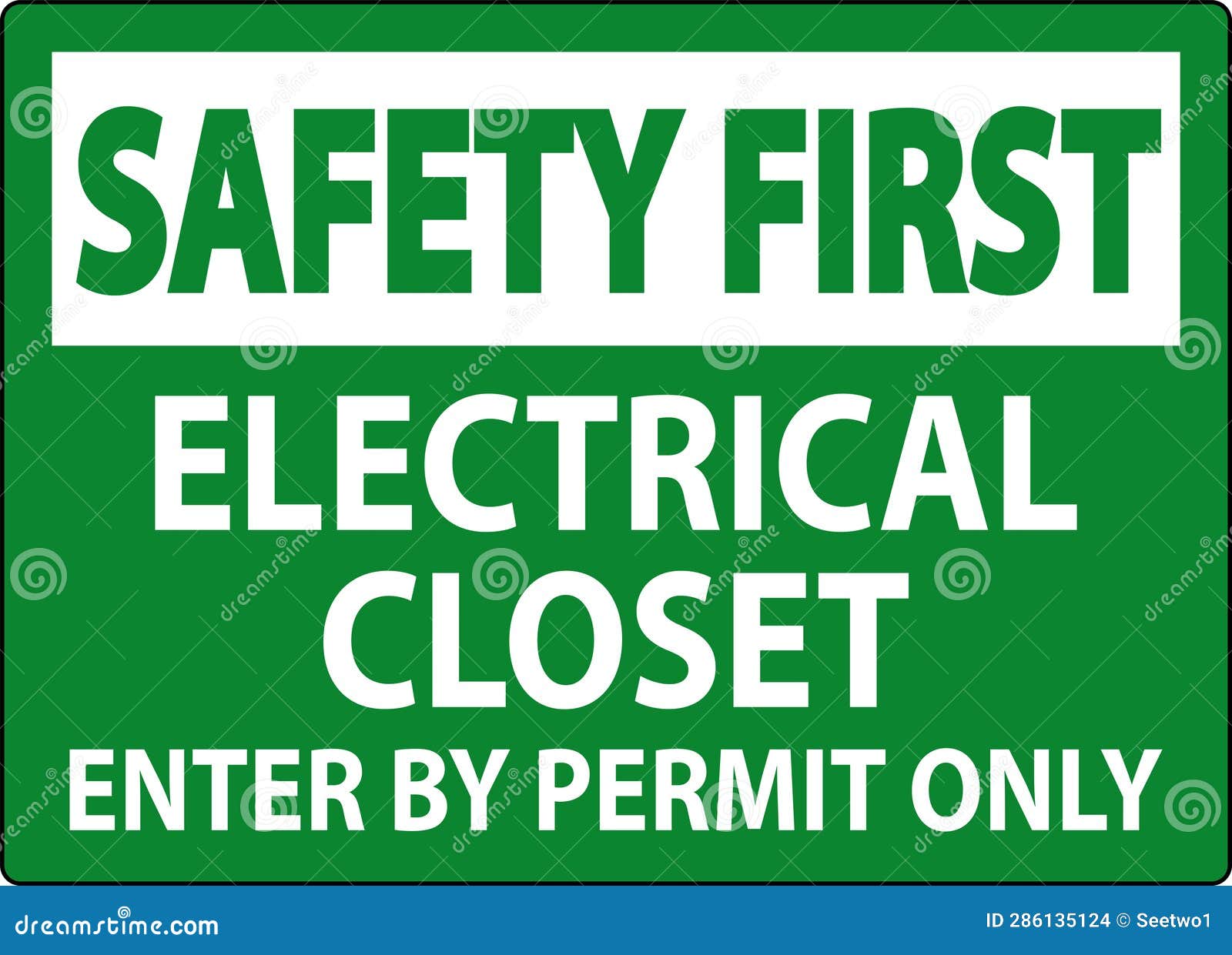 Safety First Sign Electrical Closet - Enter by Permit only Stock Vector ...