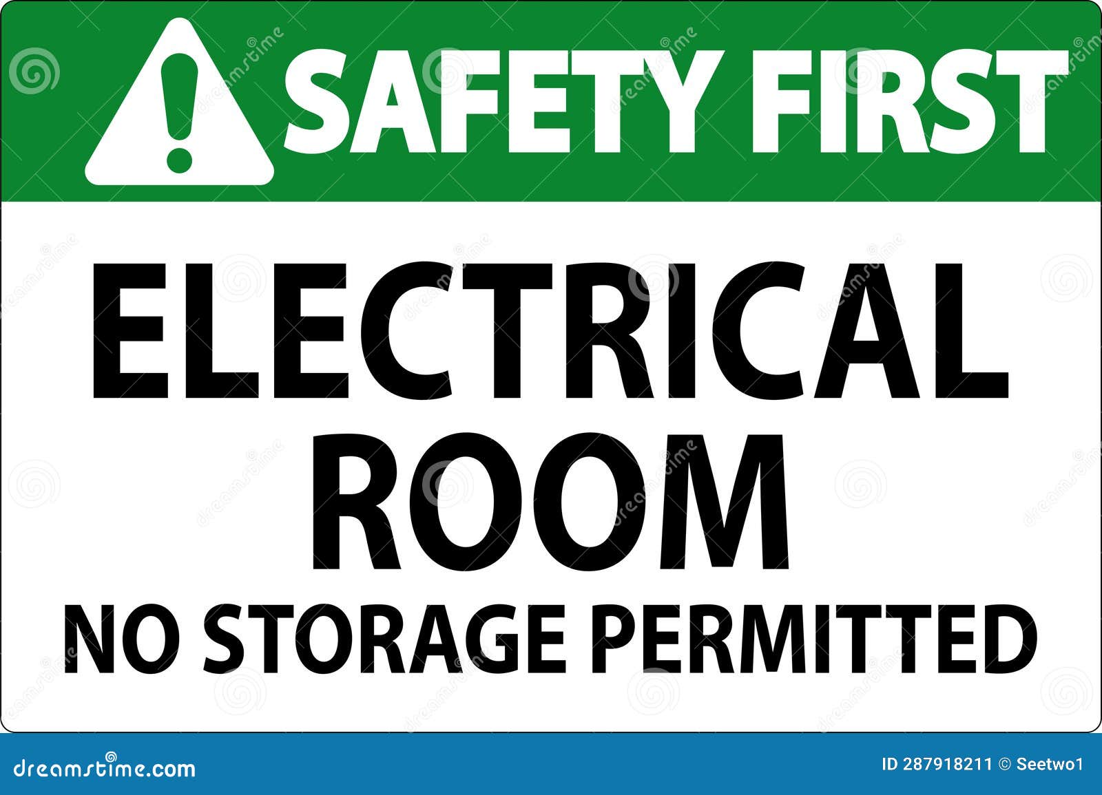 Safety First Sign Electrical Room, No Storage Permitted Stock Vector ...