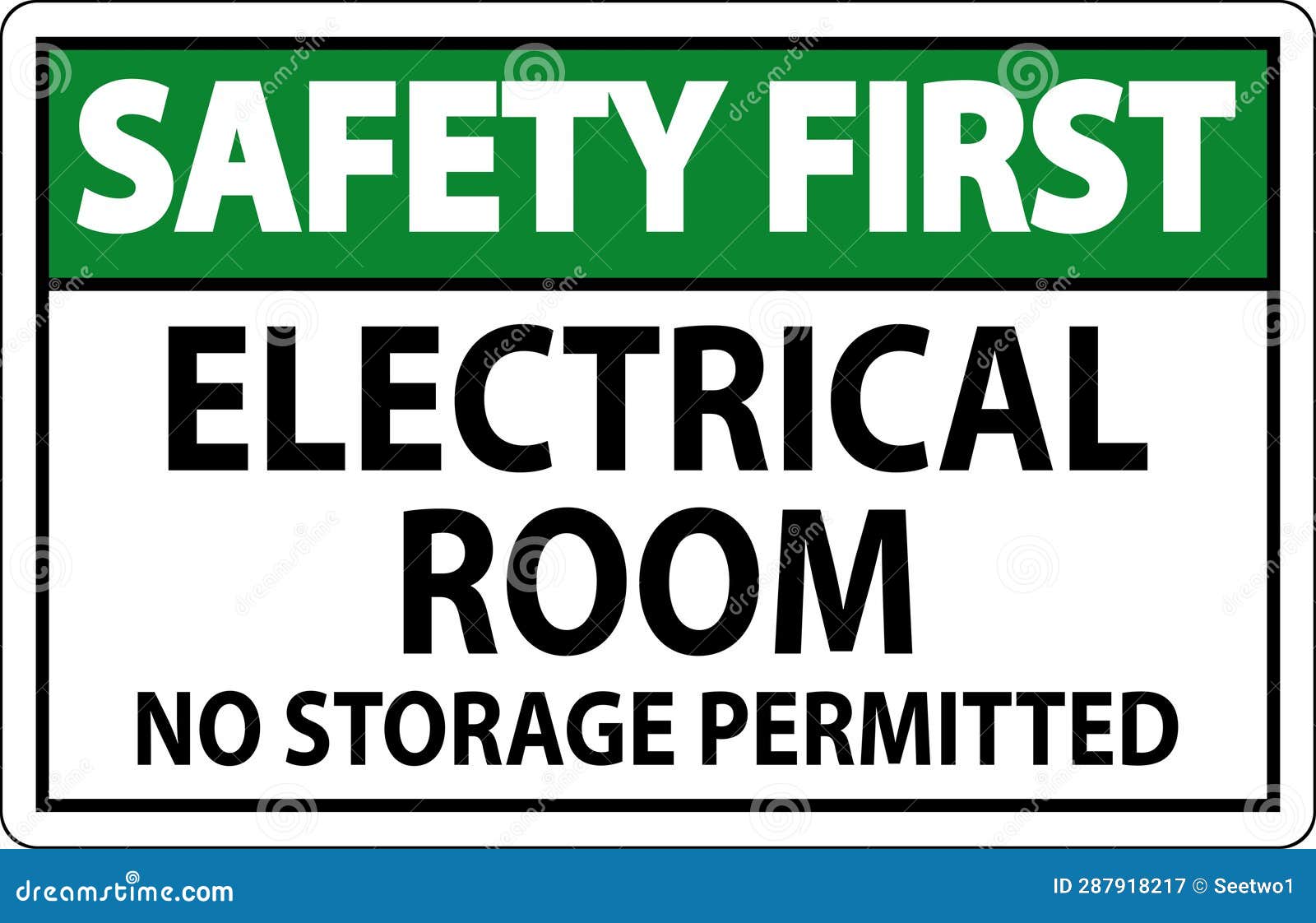Safety First Sign Electrical Room, No Storage Permitted Stock Vector ...