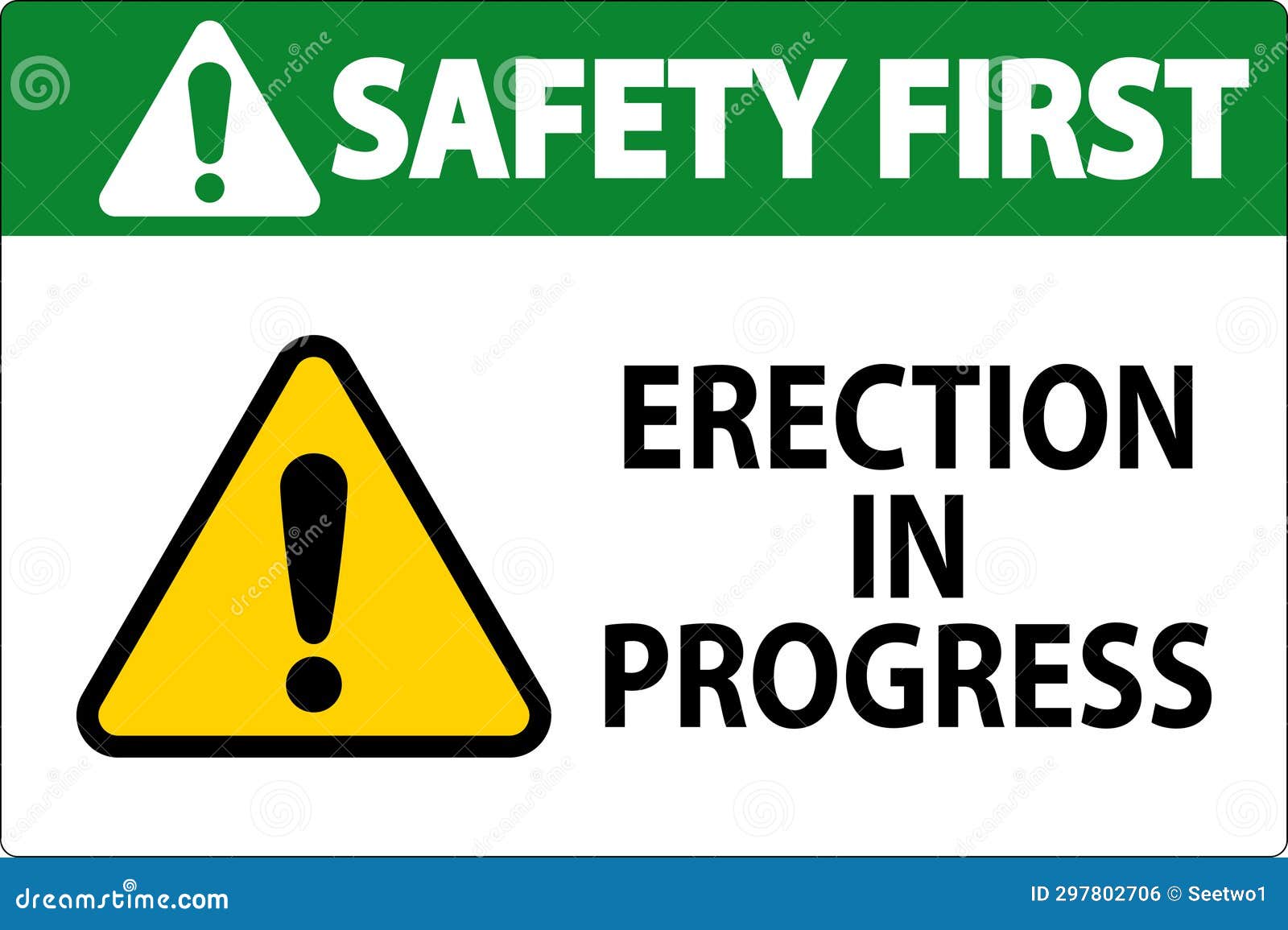 Safety First Sign Erection in Progress Stock Vector - Illustration of ...