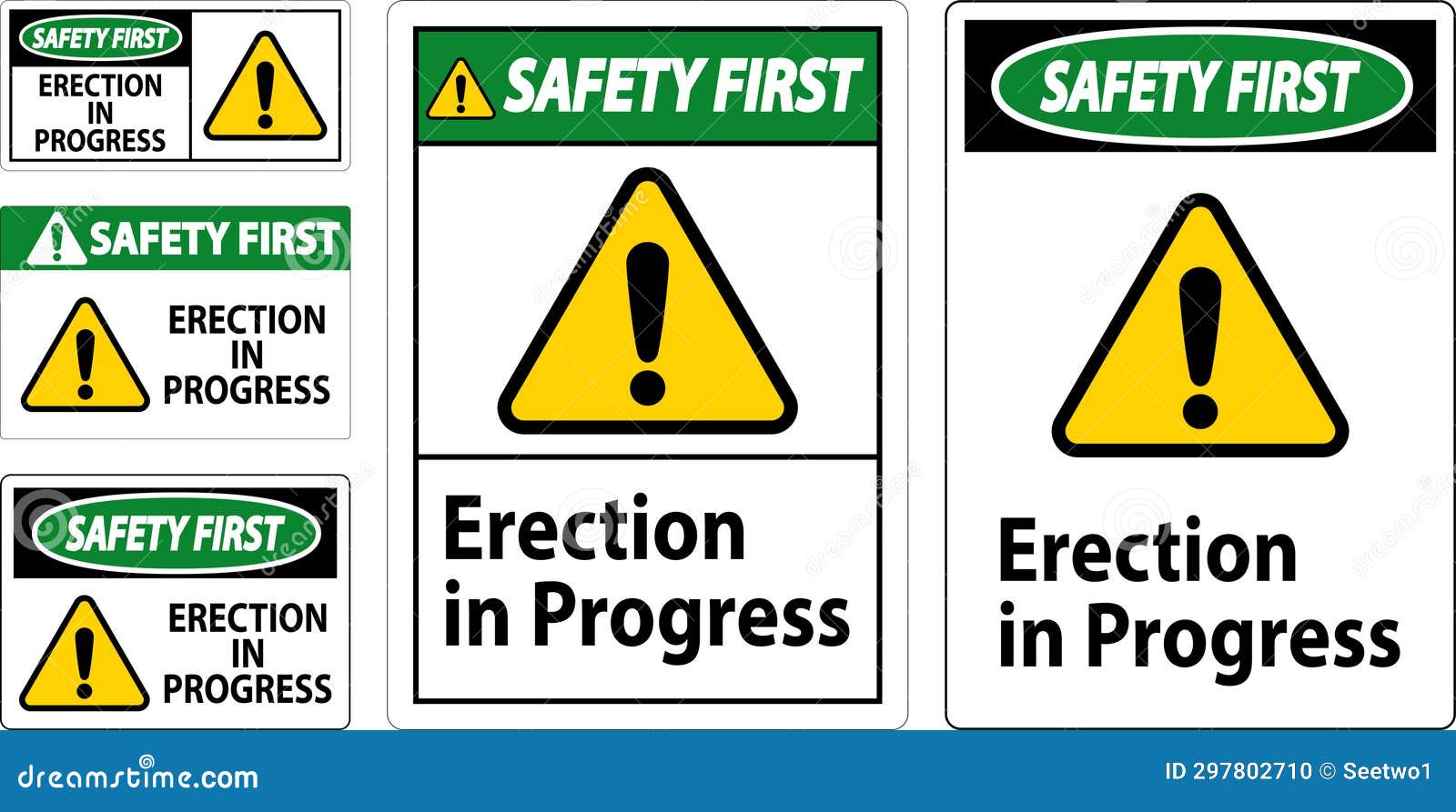 Safety First Sign Erection in Progress Stock Vector - Illustration of ...