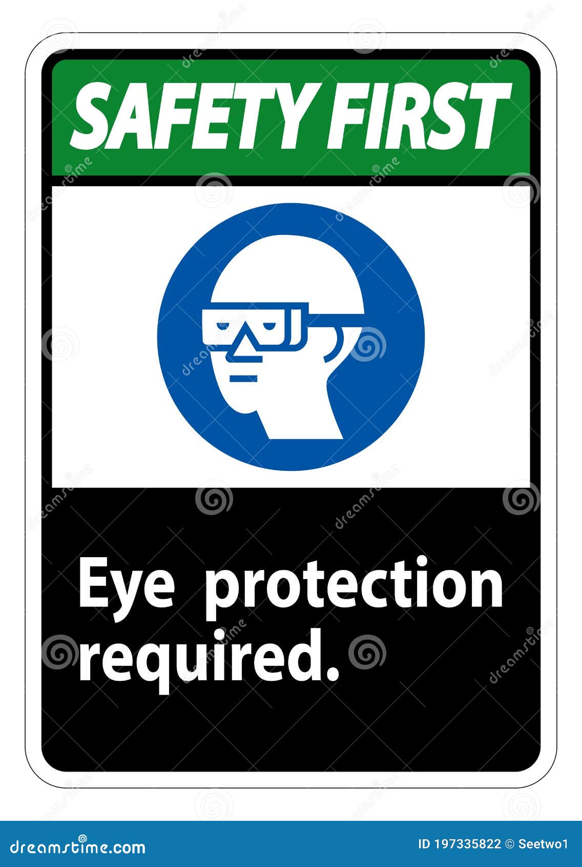 Safety First Sign Eye Protection Required Symbol Isolate on White ...