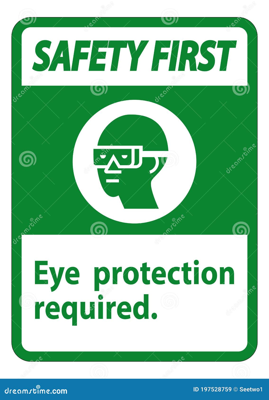 Safety First Sign Eye Protection Required Symbol Isolate on White ...