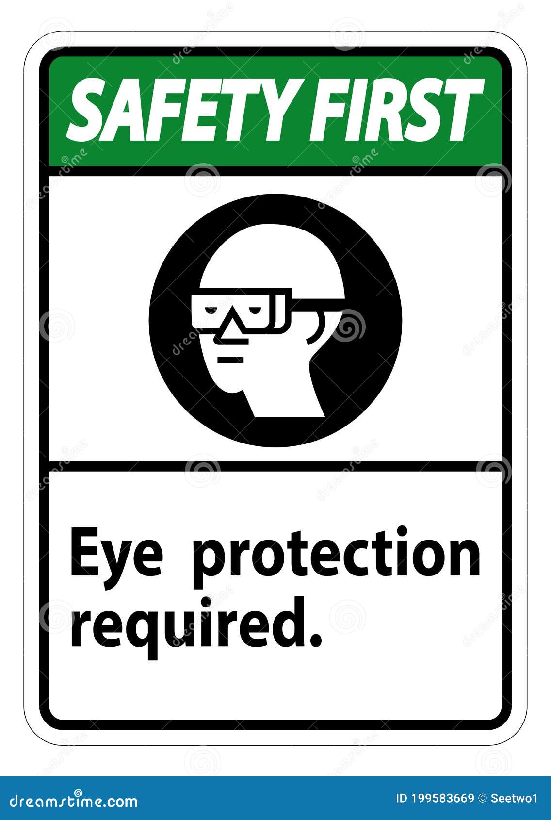 Safety First Sign Eye Protection Required Symbol Isolate on White ...