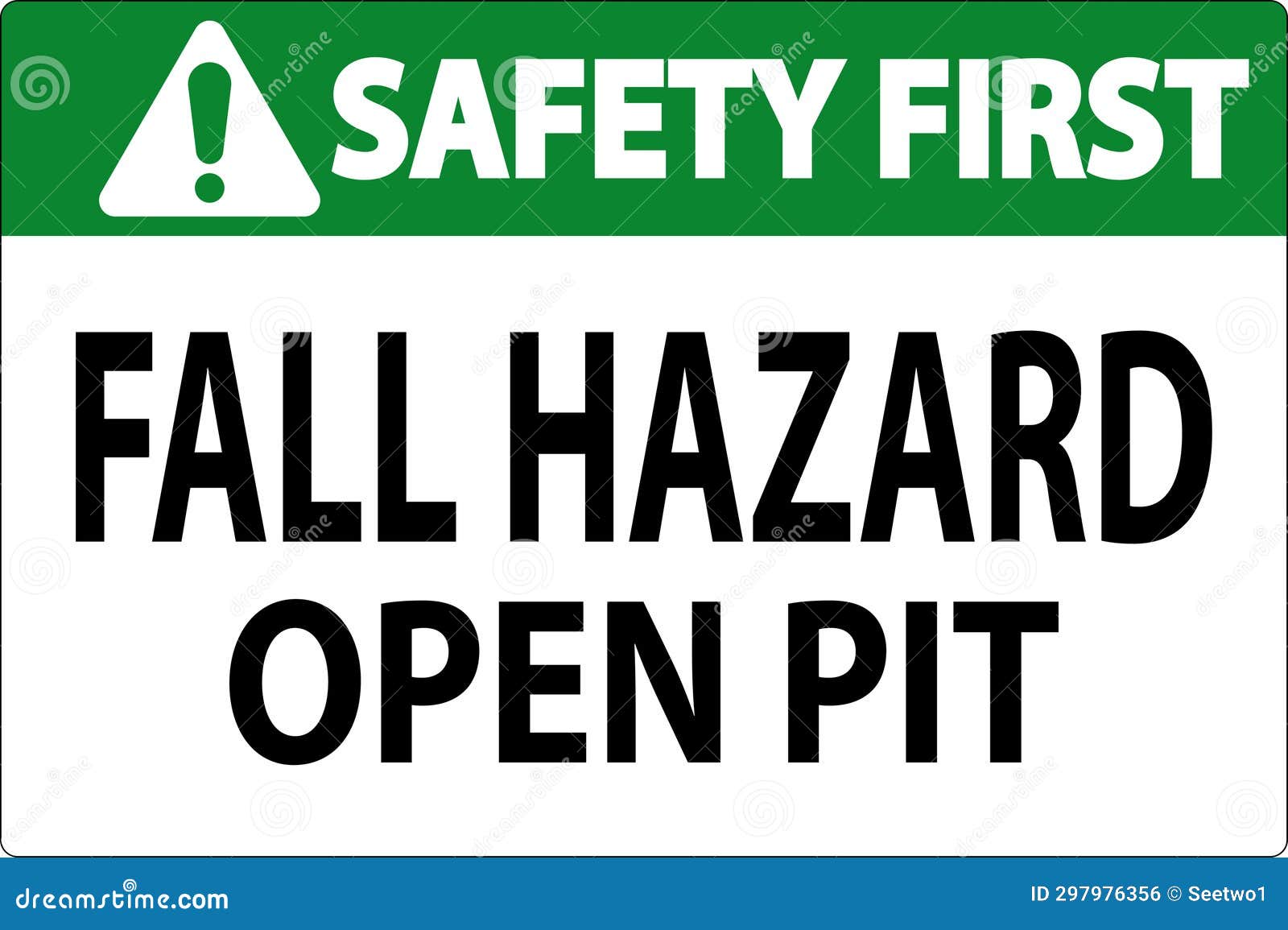 Safety First Sign Fall Hazard - Open Pit Stock Vector - Illustration of ...