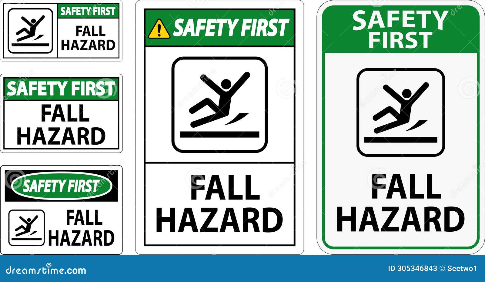 Safety First Sign, Fall Hazard Stock Vector - Illustration of risk ...