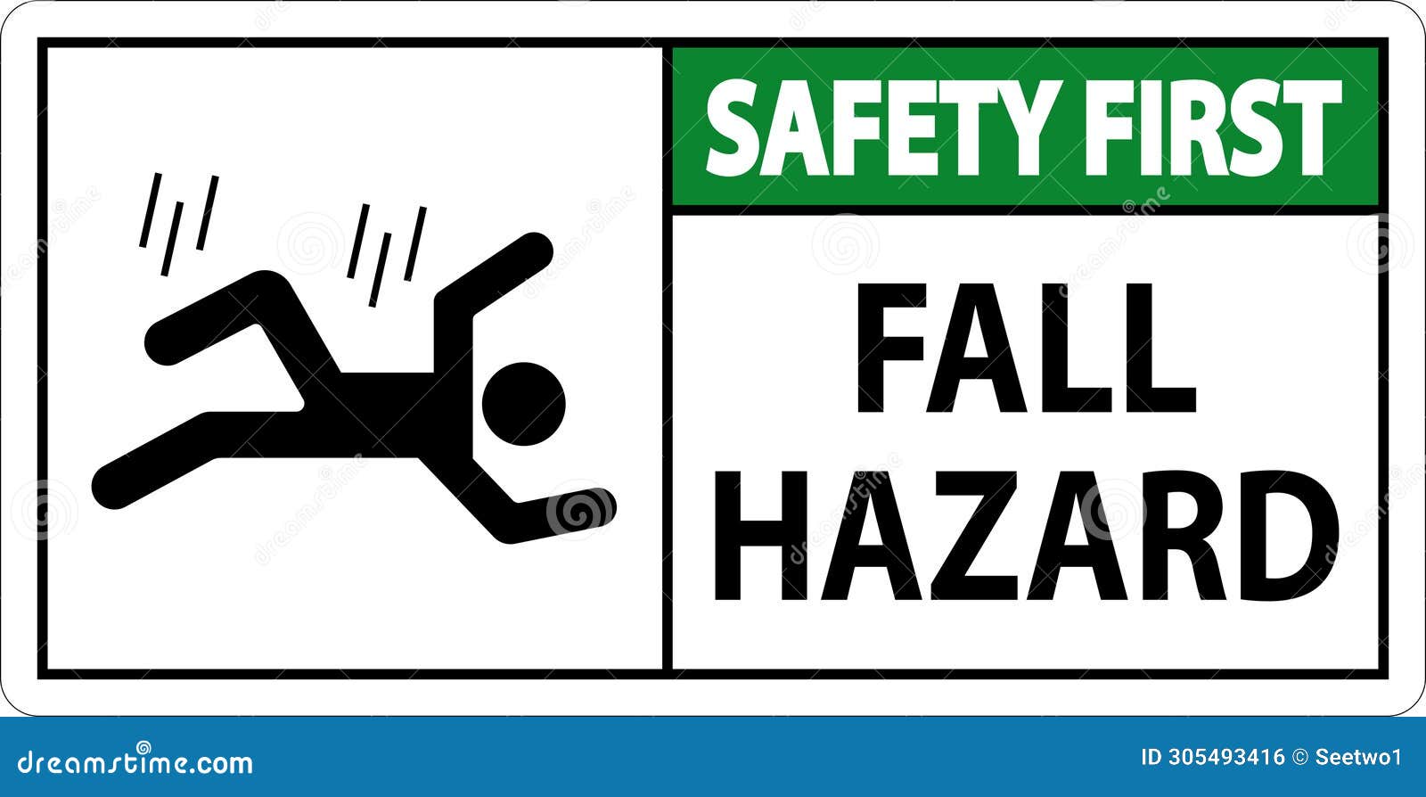 Safety First Sign, Fall Hazard Stock Vector - Illustration of figure ...